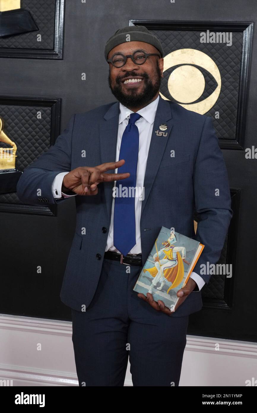 Larry Jenkins Jr. arrives at the 65th annual Grammy Awards on Sunday ...