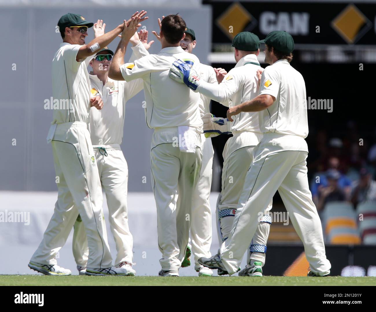 Australia celebrate after the wicket of New Zealand's Doug Bracewell ...