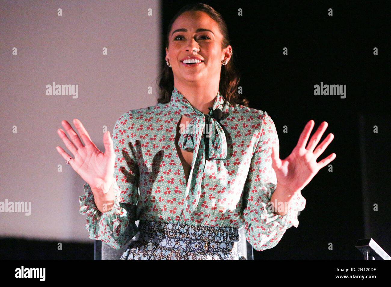 Paula Patton speaks at the "Warcraft" Press Conference at BlizzCon at ...