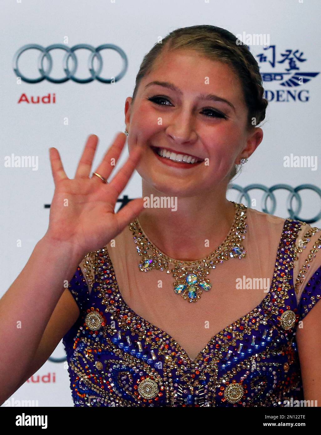 United State's Hannah Miller waves after competing in the Ladies Short ...