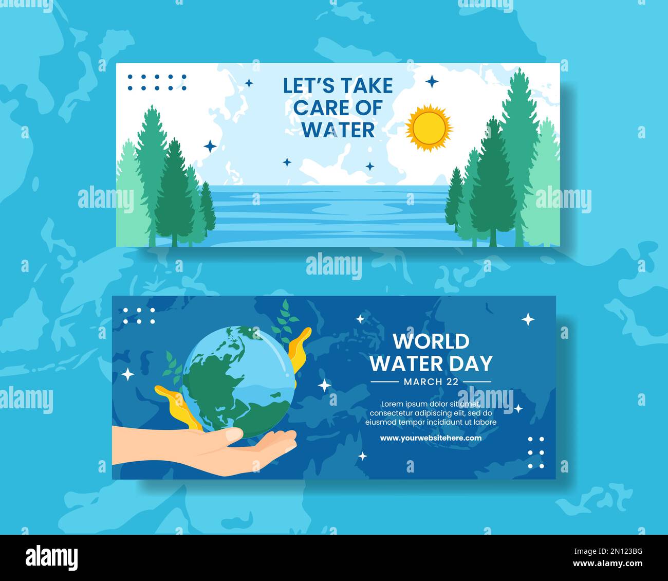 World Water Day Horizontal Banner Flat Cartoon Hand Drawn Templates ...