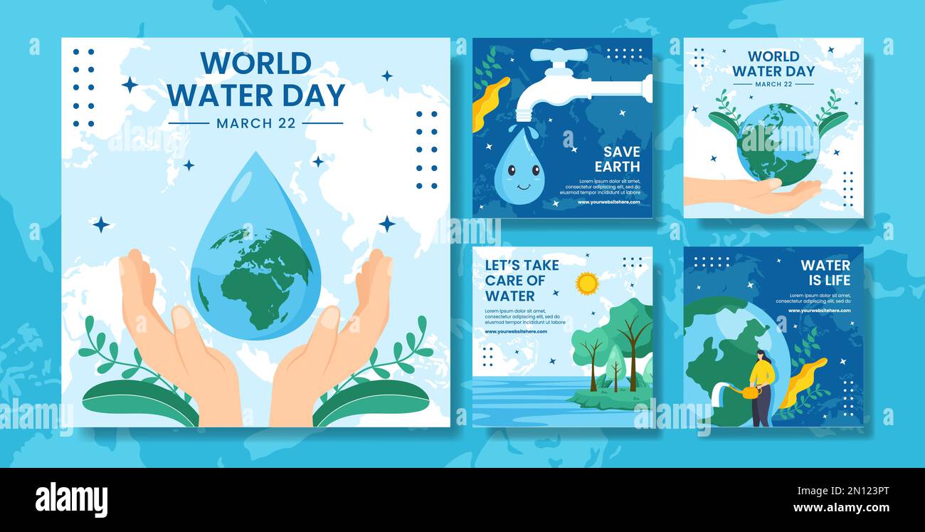 World Water Day Social Media Post Flat Cartoon Hand Drawn Templates ...
