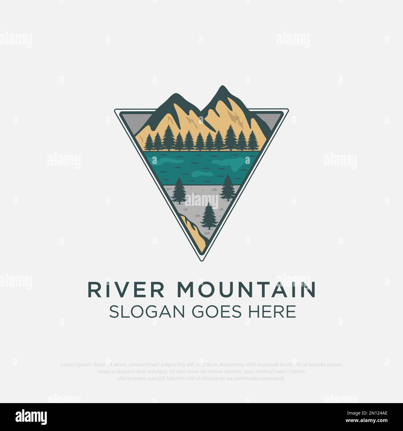 River Mountain logo design with triangle,outdoor adventure travel ...