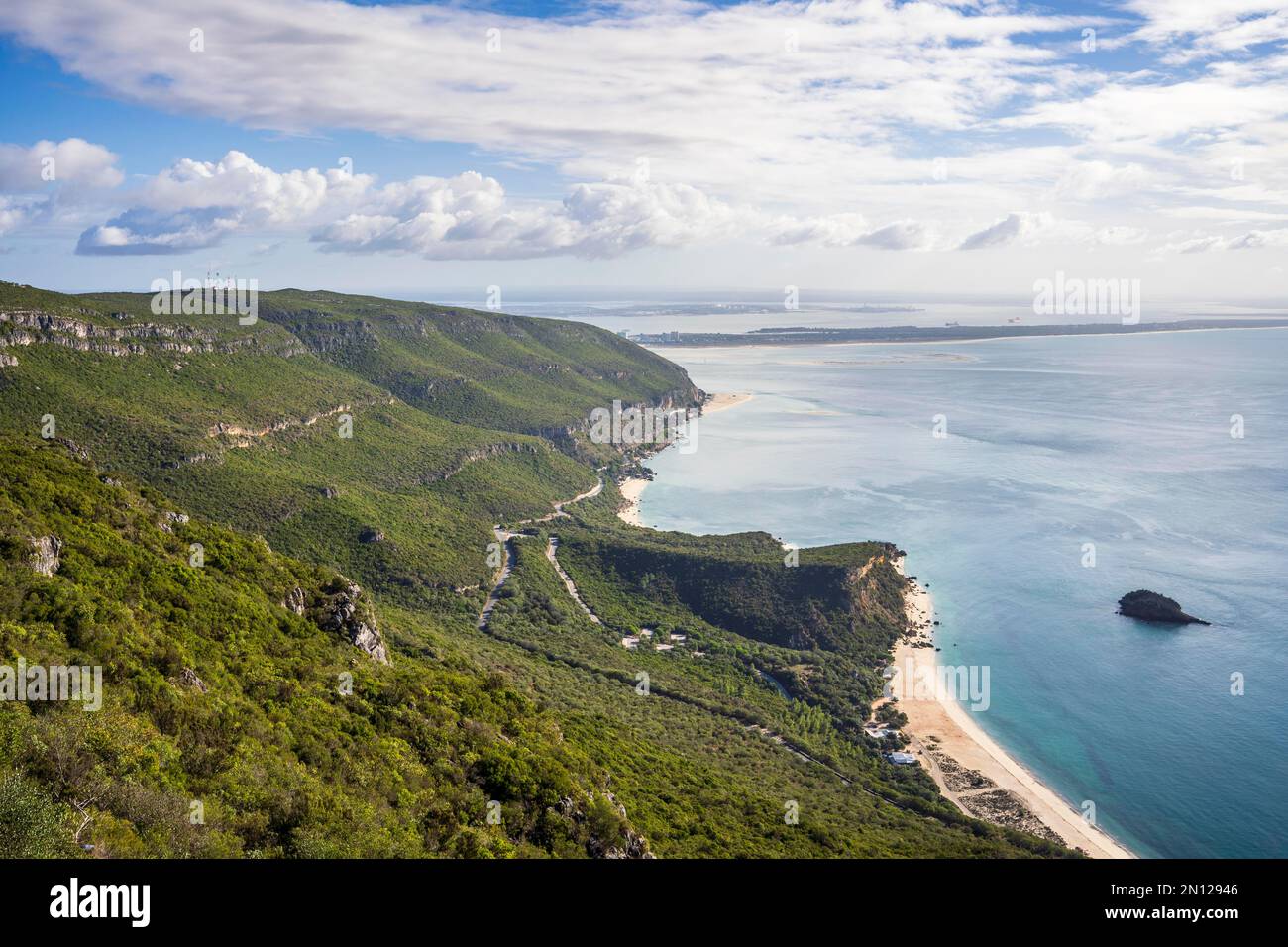 Beautiful coastal landscape of Natural Park of Arrabida, next to ...