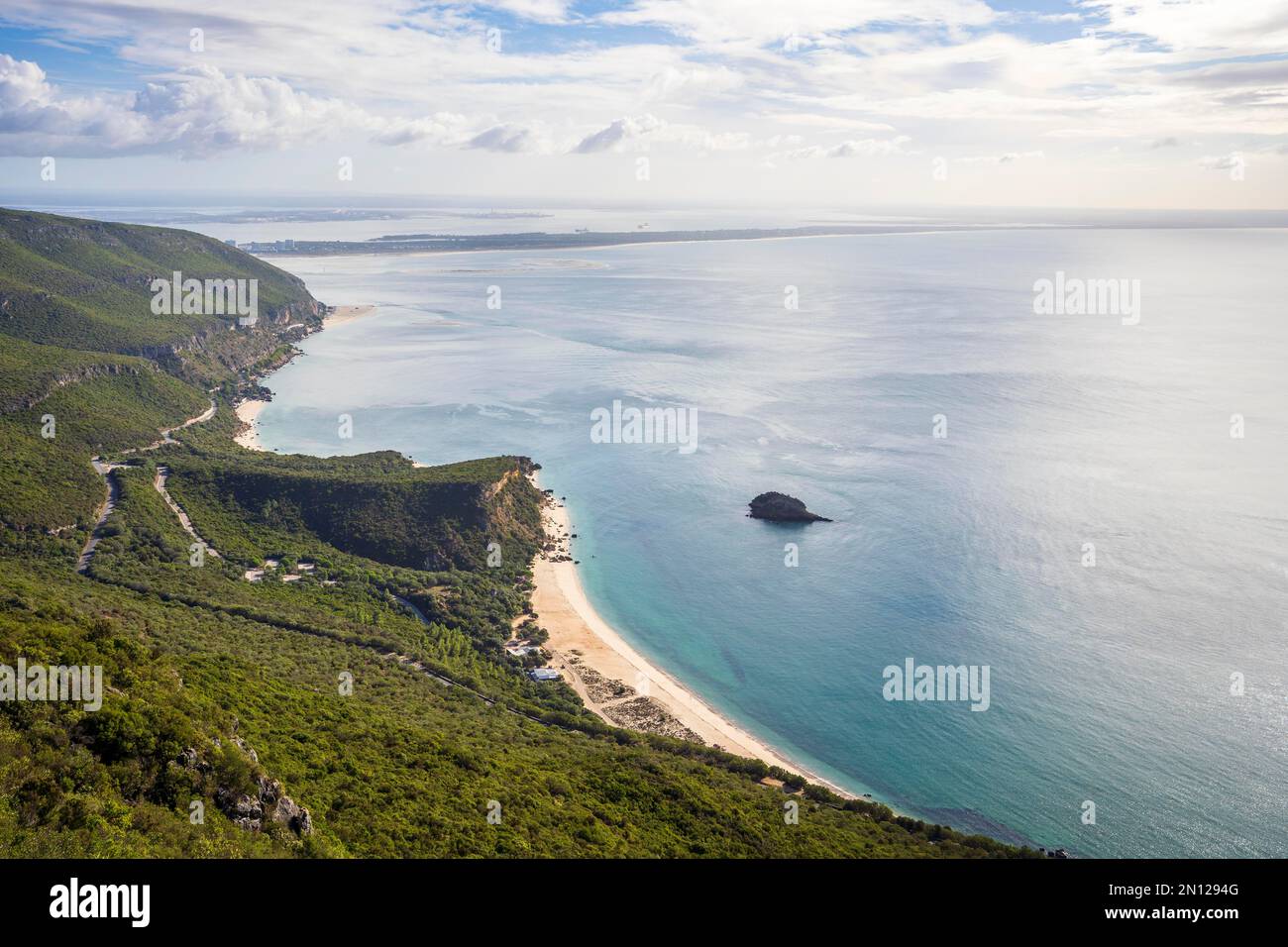 Beautiful coastal landscape of Natural Park of Arrabida, next to ...