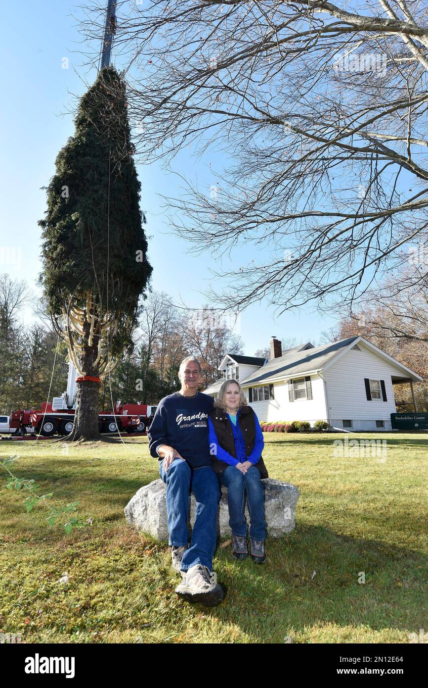 2015 Rockefeller Center Christmas tree cutting at the home of (left to ...