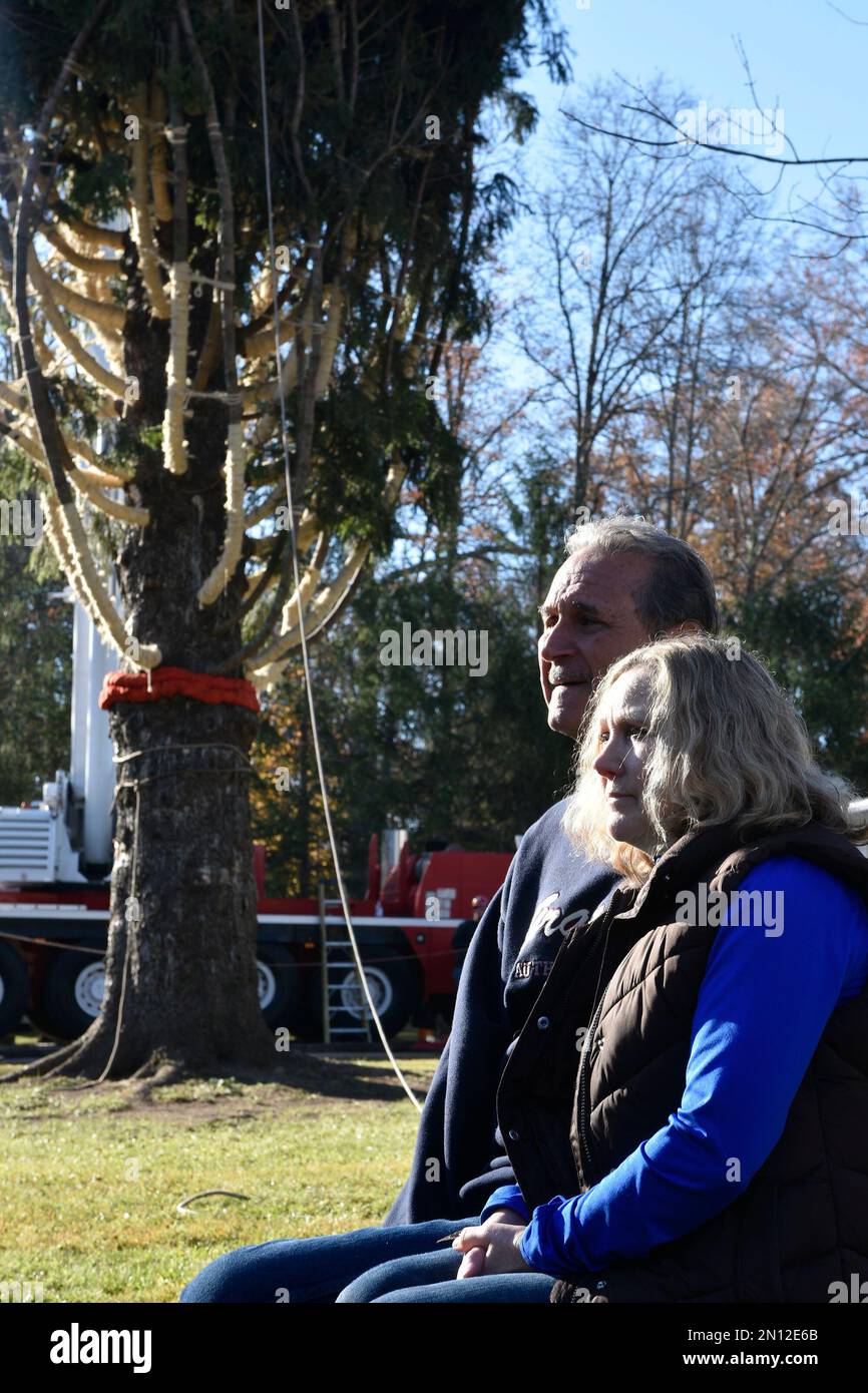 2015 Rockefeller Center Christmas tree cutting at the home of (left to ...