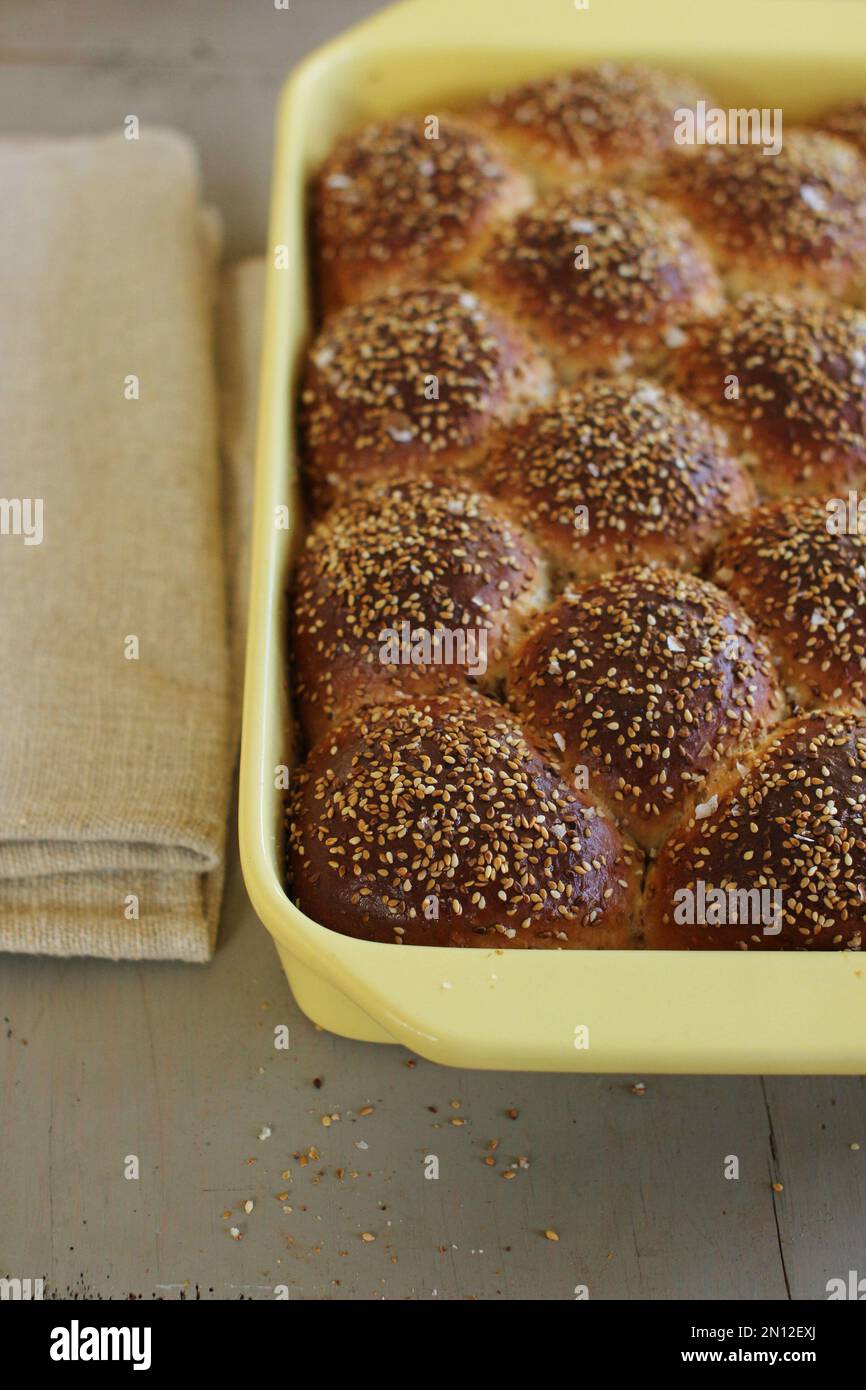 This Oct. 12, 2015, photo, shows sweet sesame dinner rolls in Concord ...
