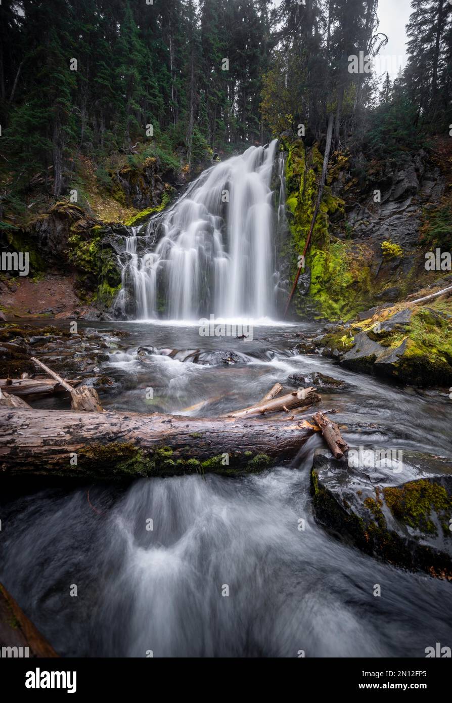 Waterfall, Middle Tumalo Falls, Long-Term View, Tumalo Creek, Bend ...