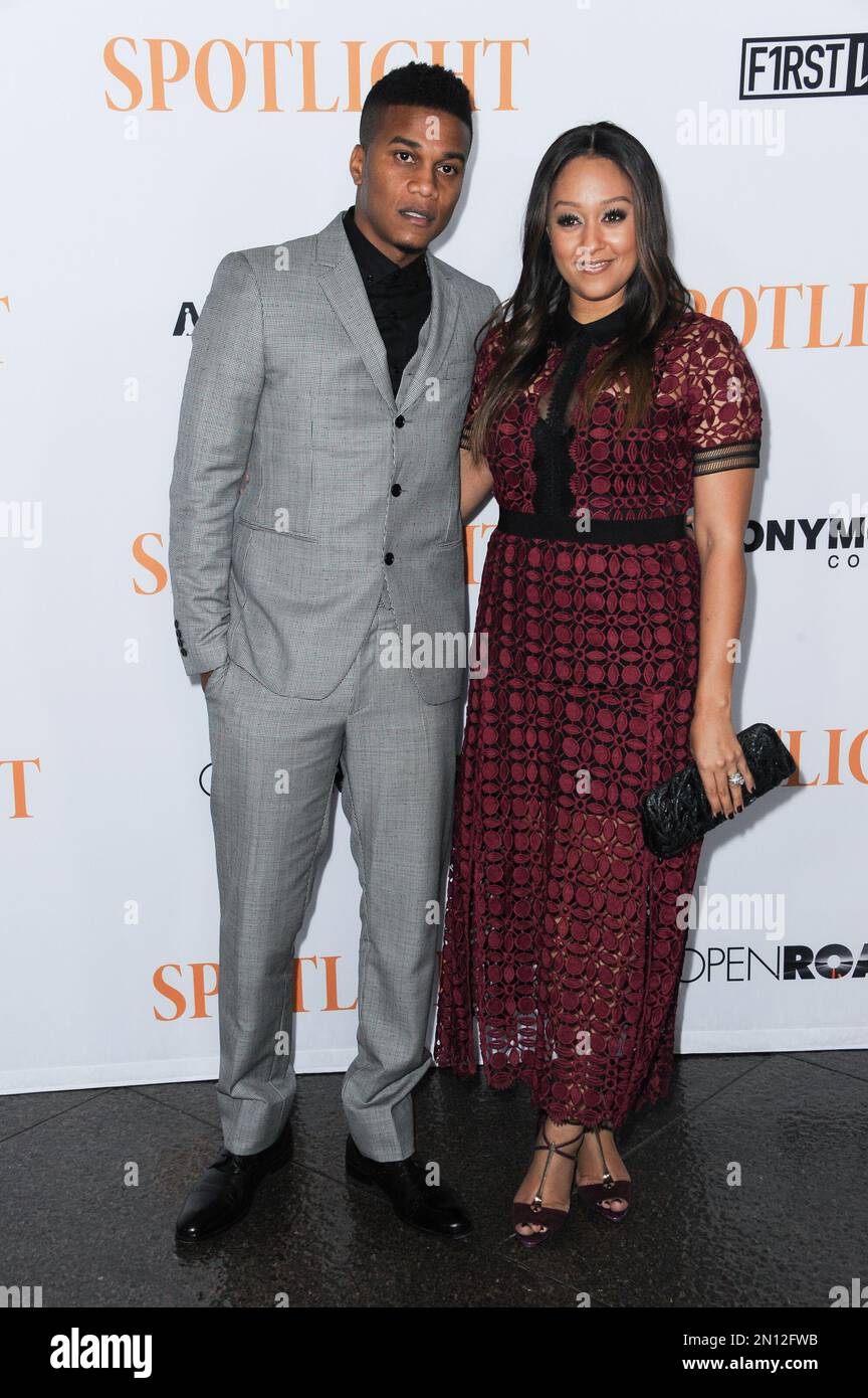 Cory Hardrict, left, and Tia Mowry attend the LA premiere of "Spotlight ...