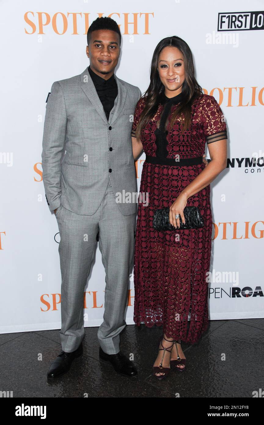 Cory Hardrict, left, and Tia Mowry attend the LA premiere of "Spotlight ...