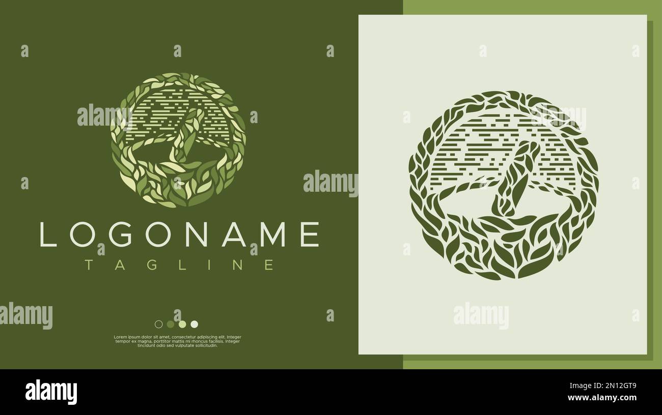 Leaf mortar logo design template. Vintage floral mortar and pestle logo ...