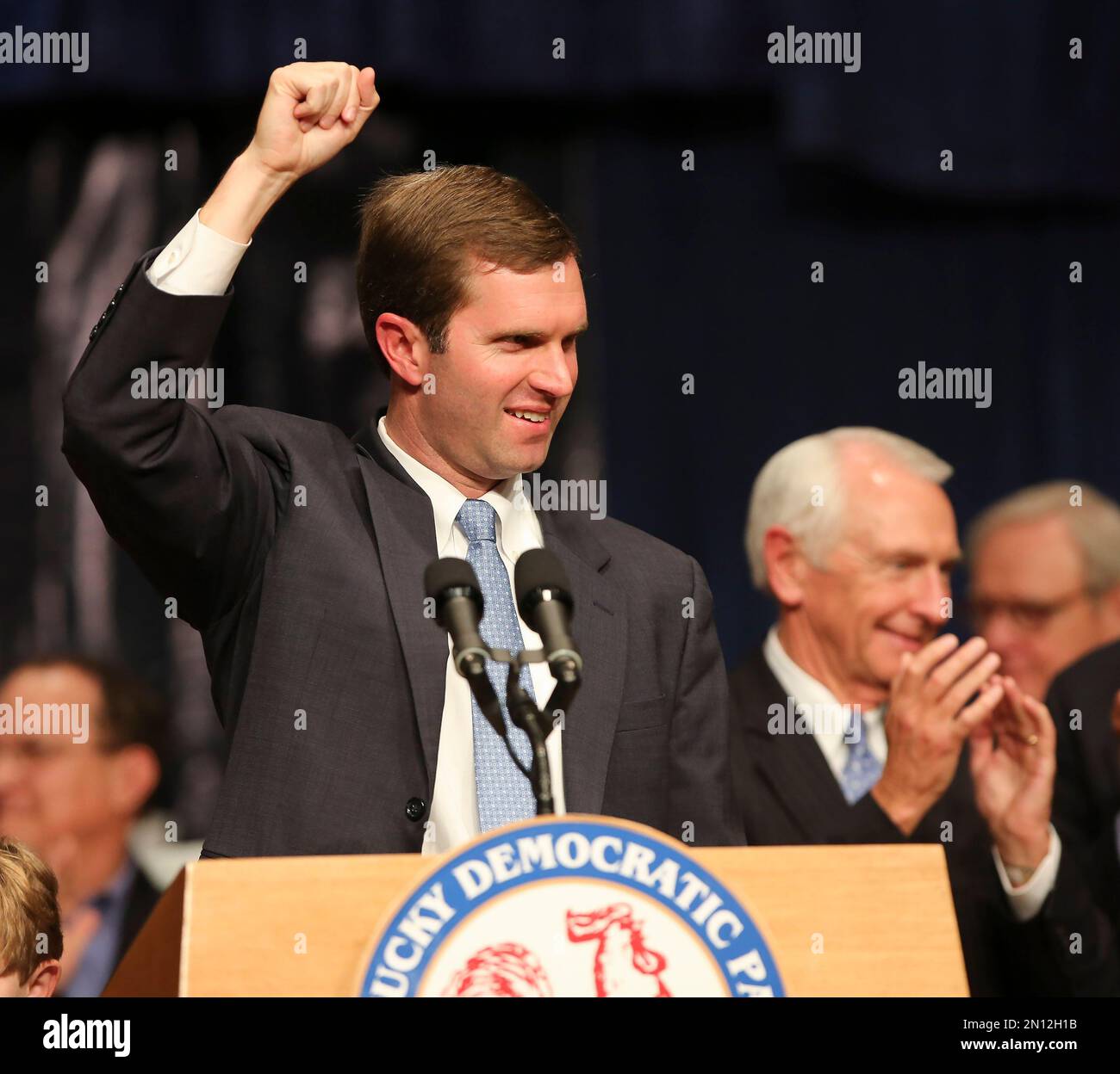 Kentucky Attorney General-elect Andy Beshear celebrates with supporters ...