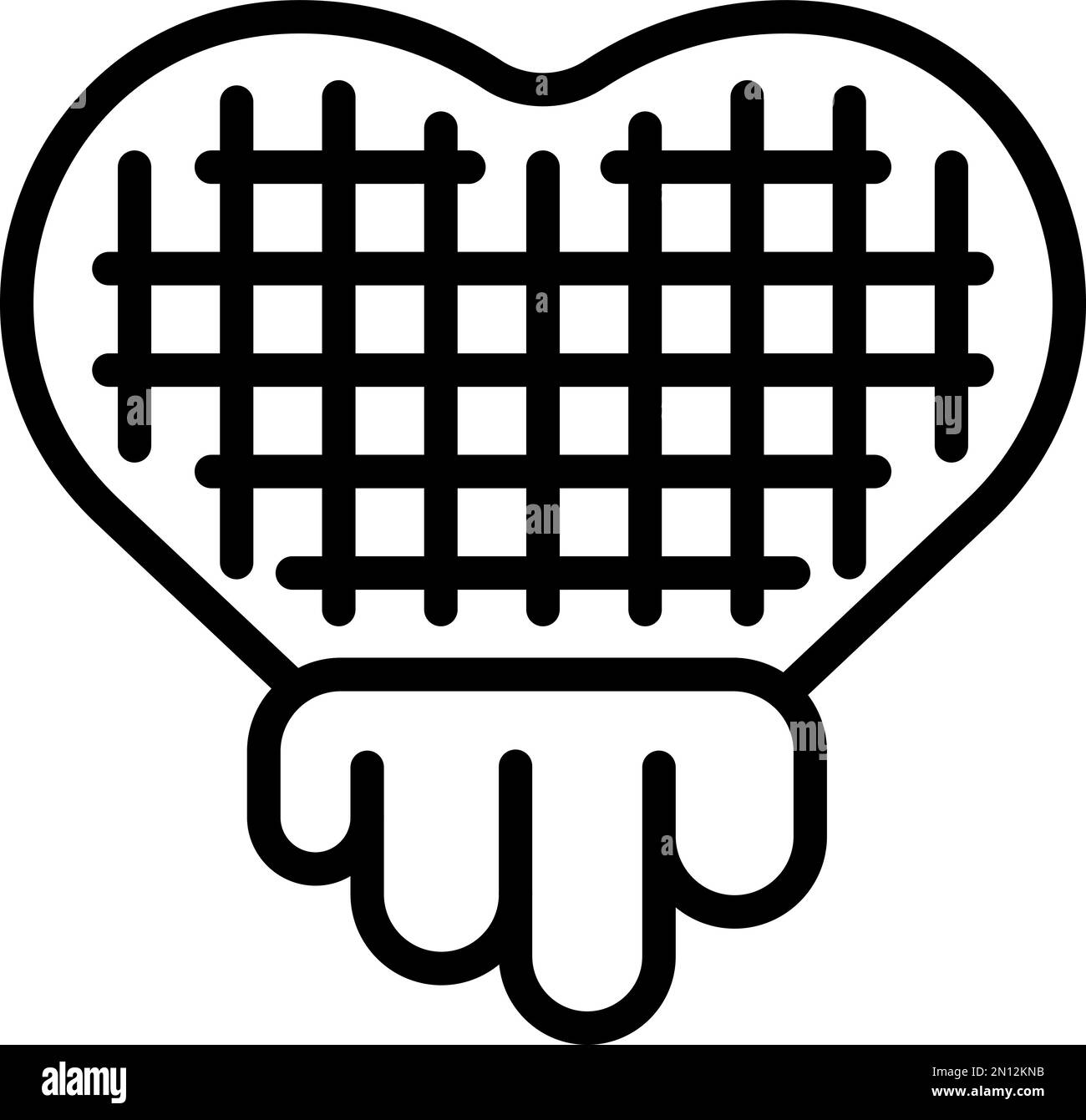 Heart waffle icon outline vector. Belgian wafer. Cake pastry Stock ...