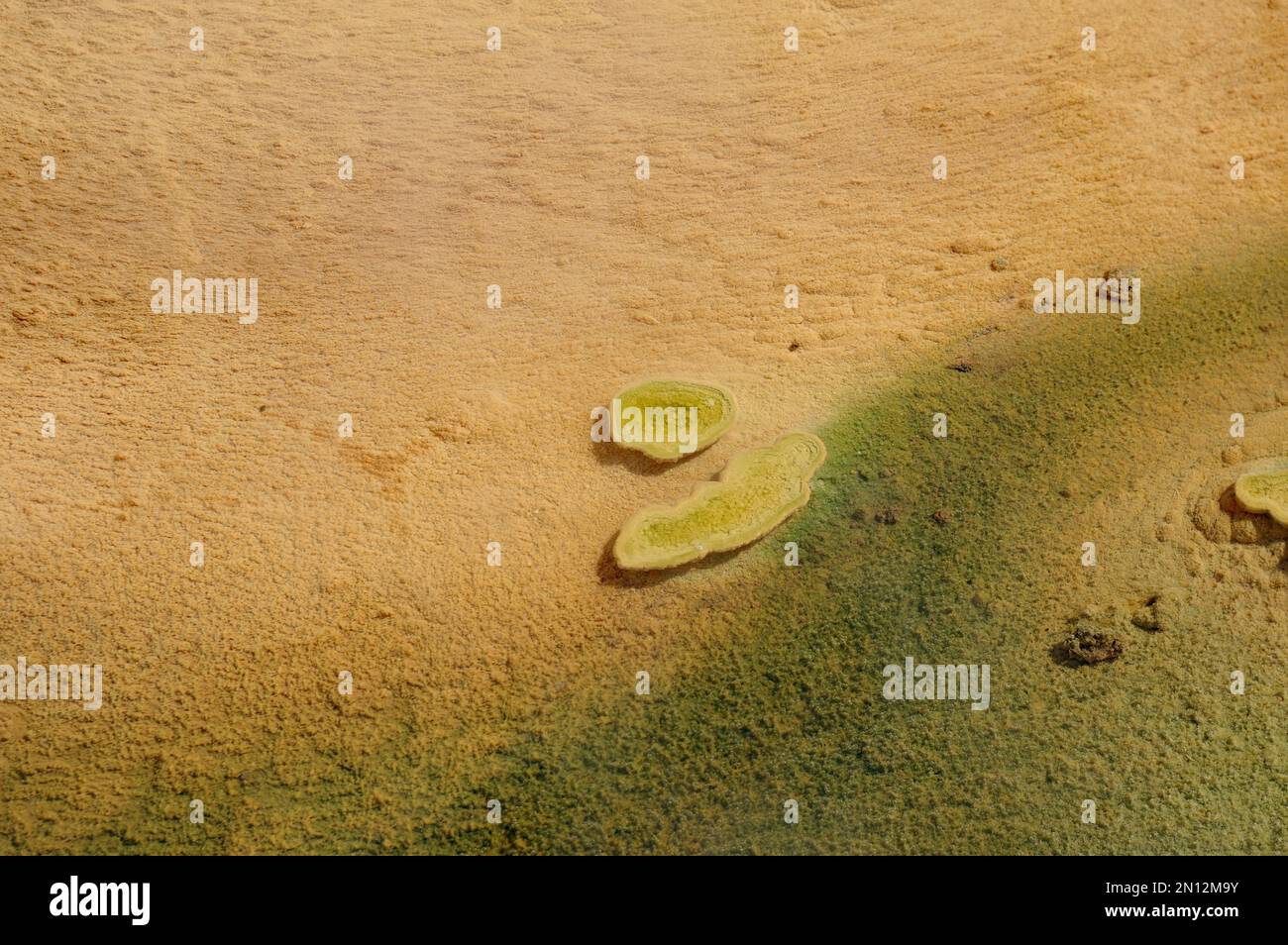 Hot spring deposits, transparent clear water, geothermal fields ...