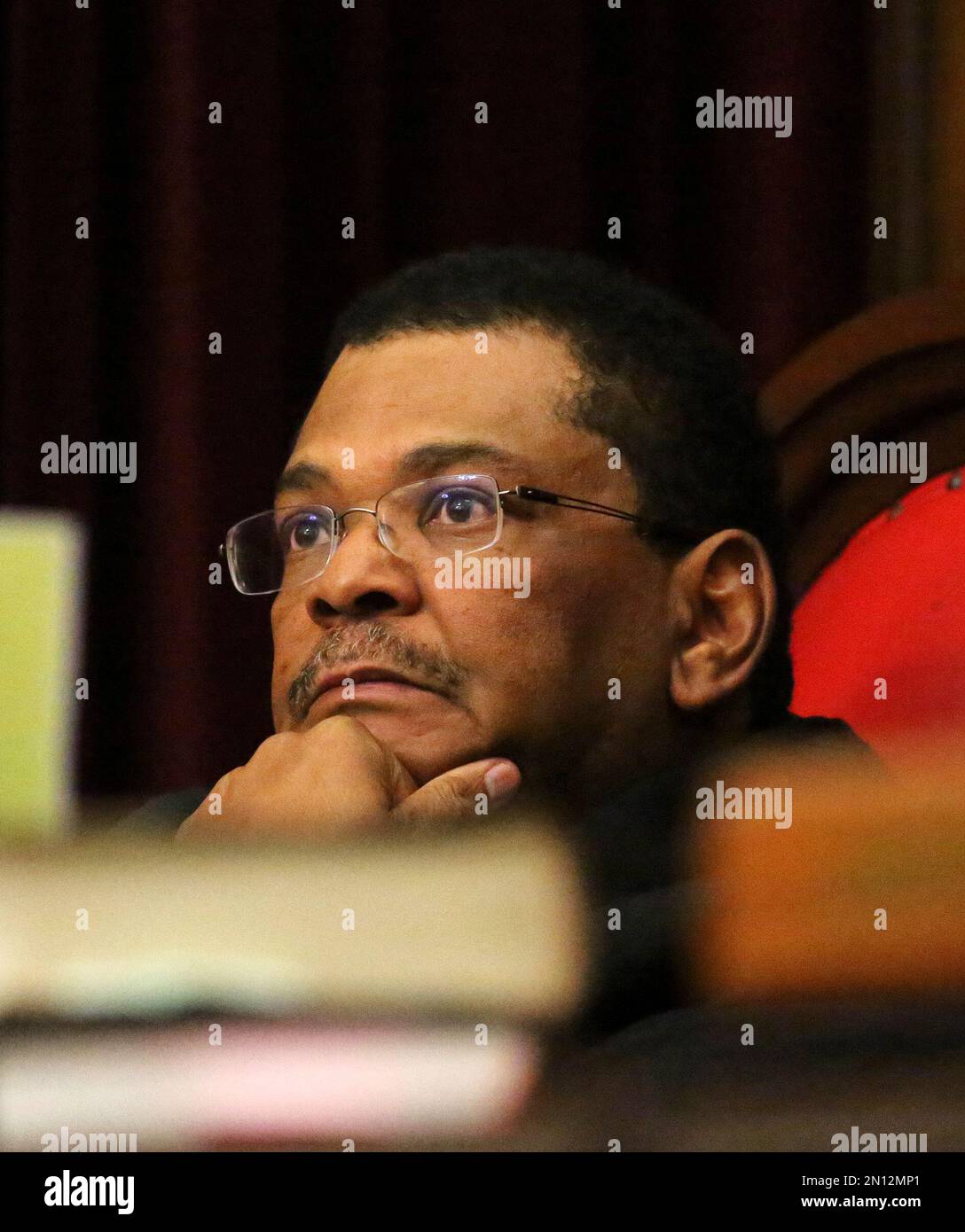 Judge Steven Majiedt listens to arguments at the Supreme Court of ...