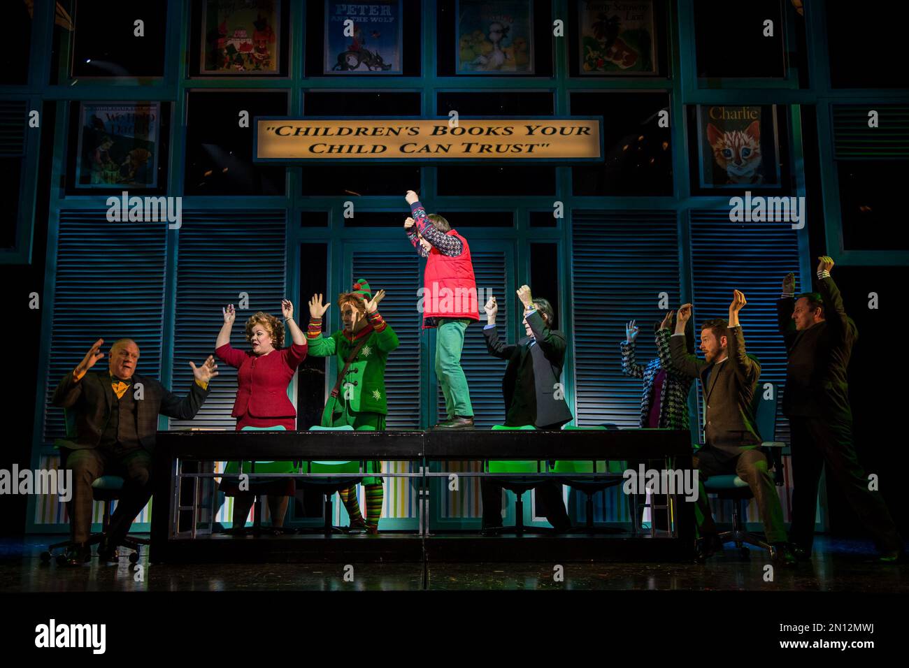 Ben Forster, Ewan Rutherford and Joe McGann perform on stage during a ...