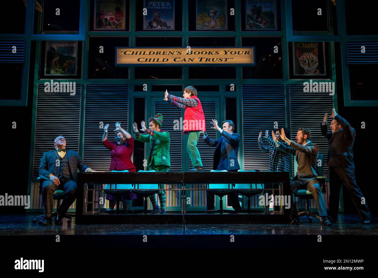 Ben Forster, Ewan Rutherford and Joe McGann perform on stage during a ...