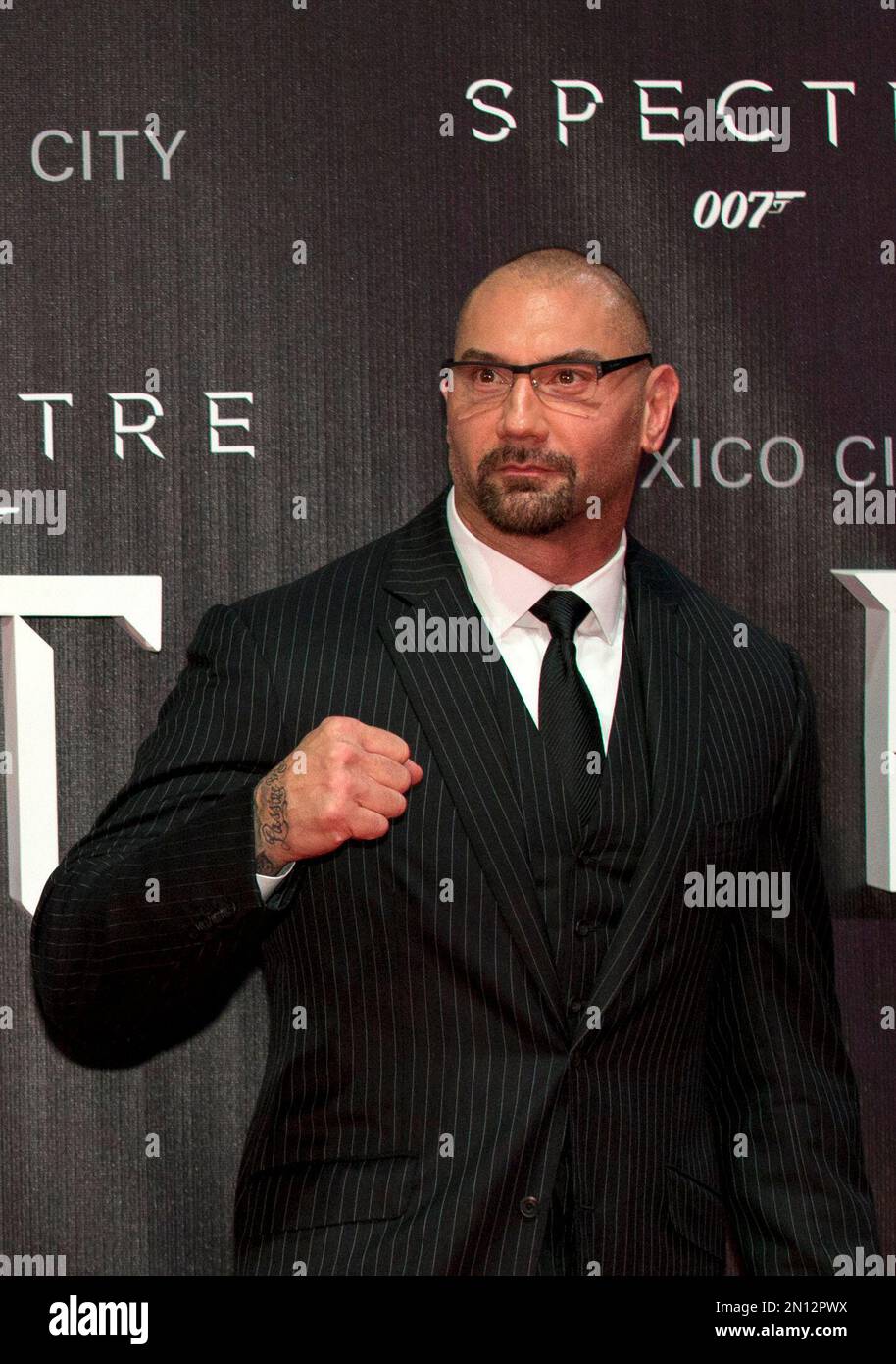 Actor Dave Bautista poses for photographers on the red carpet at the ...