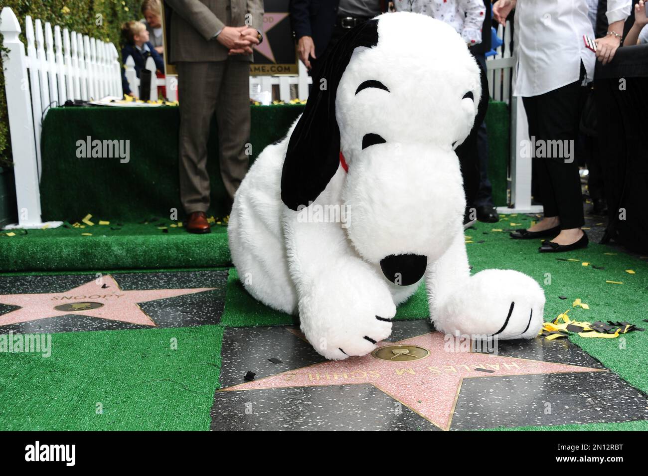 Snoopy attends a ceremony honoring him with a star on the Hollywood ...