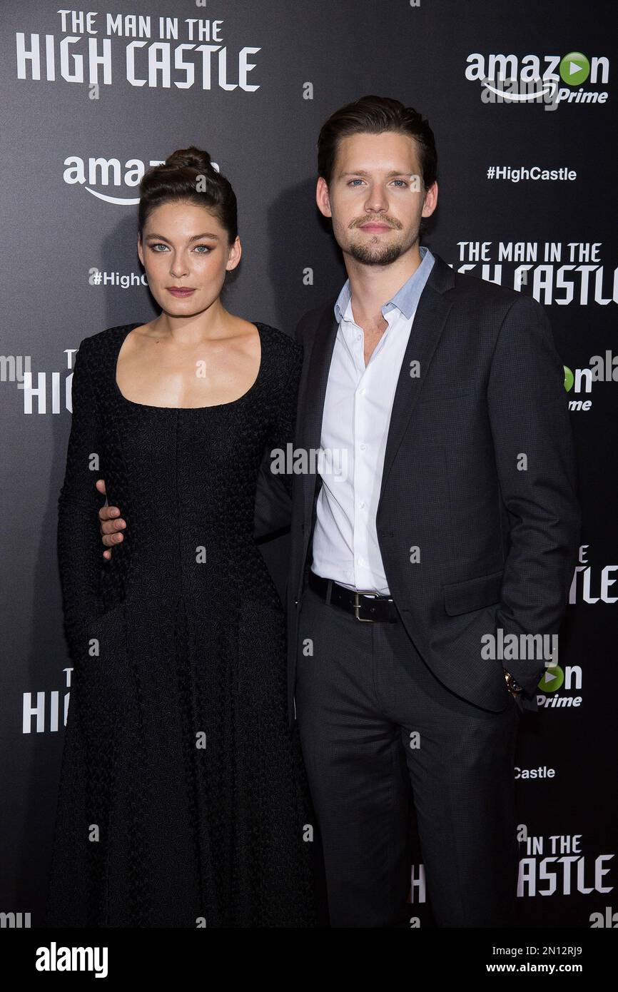 Alexa Davalos, left, and Luke Kleintank attend the Amazon original ...