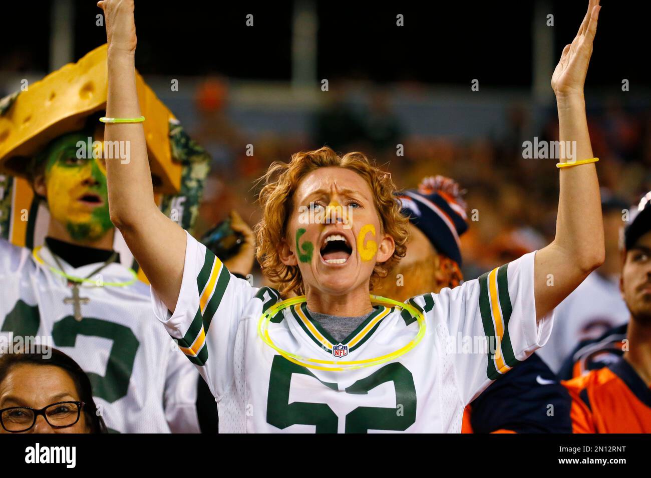 A Green Bay Packers fan yells during an NFL football game between the ...
