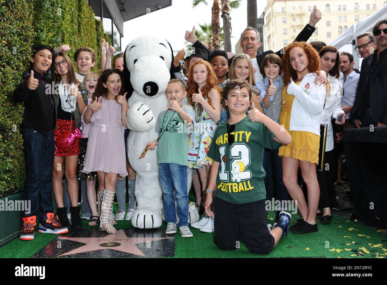 Snoopy with director Steve Martino and the voice cast of "The Peanuts ...