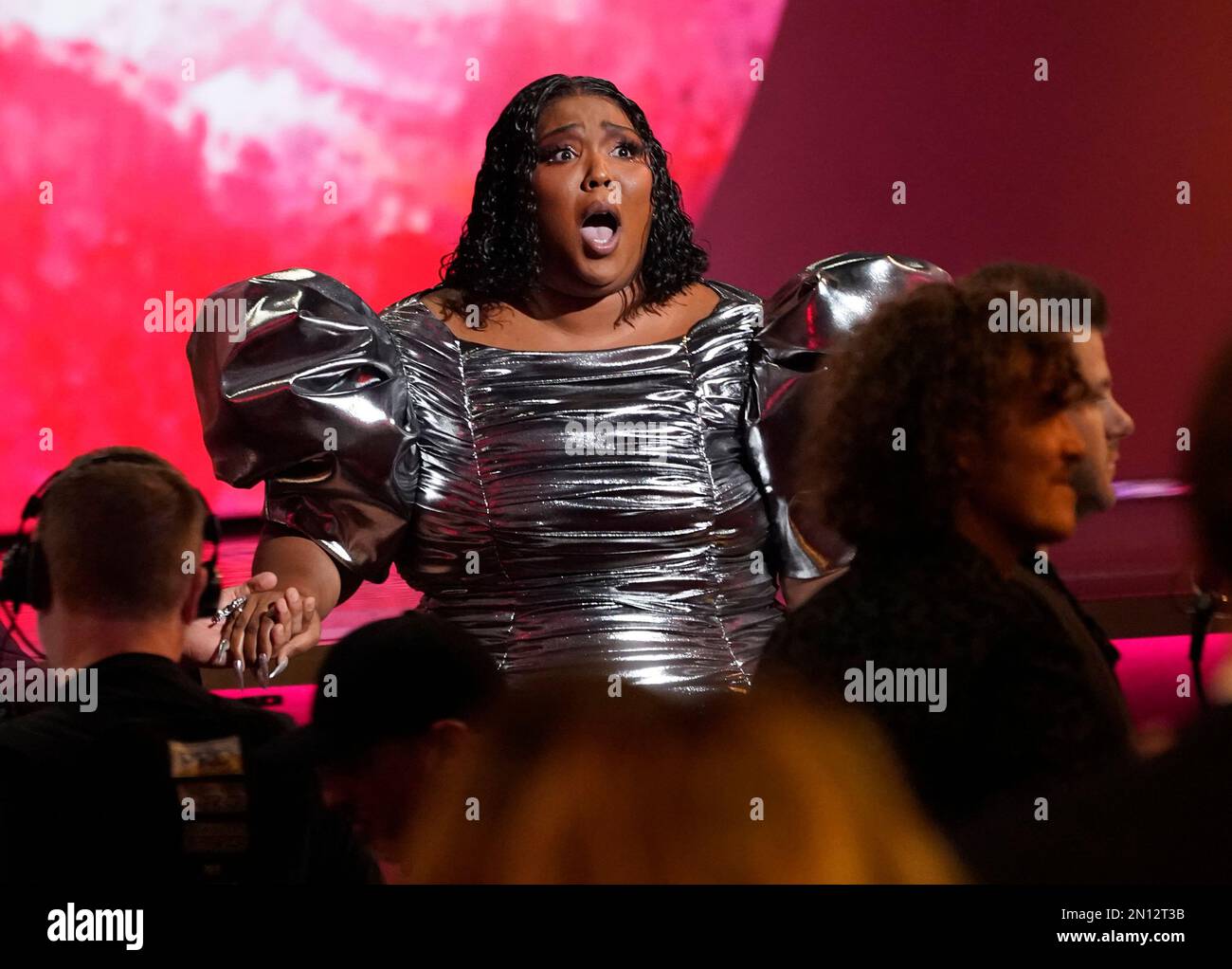 Lizzo accepts the award for record of the year for "About Damn Time" at ...