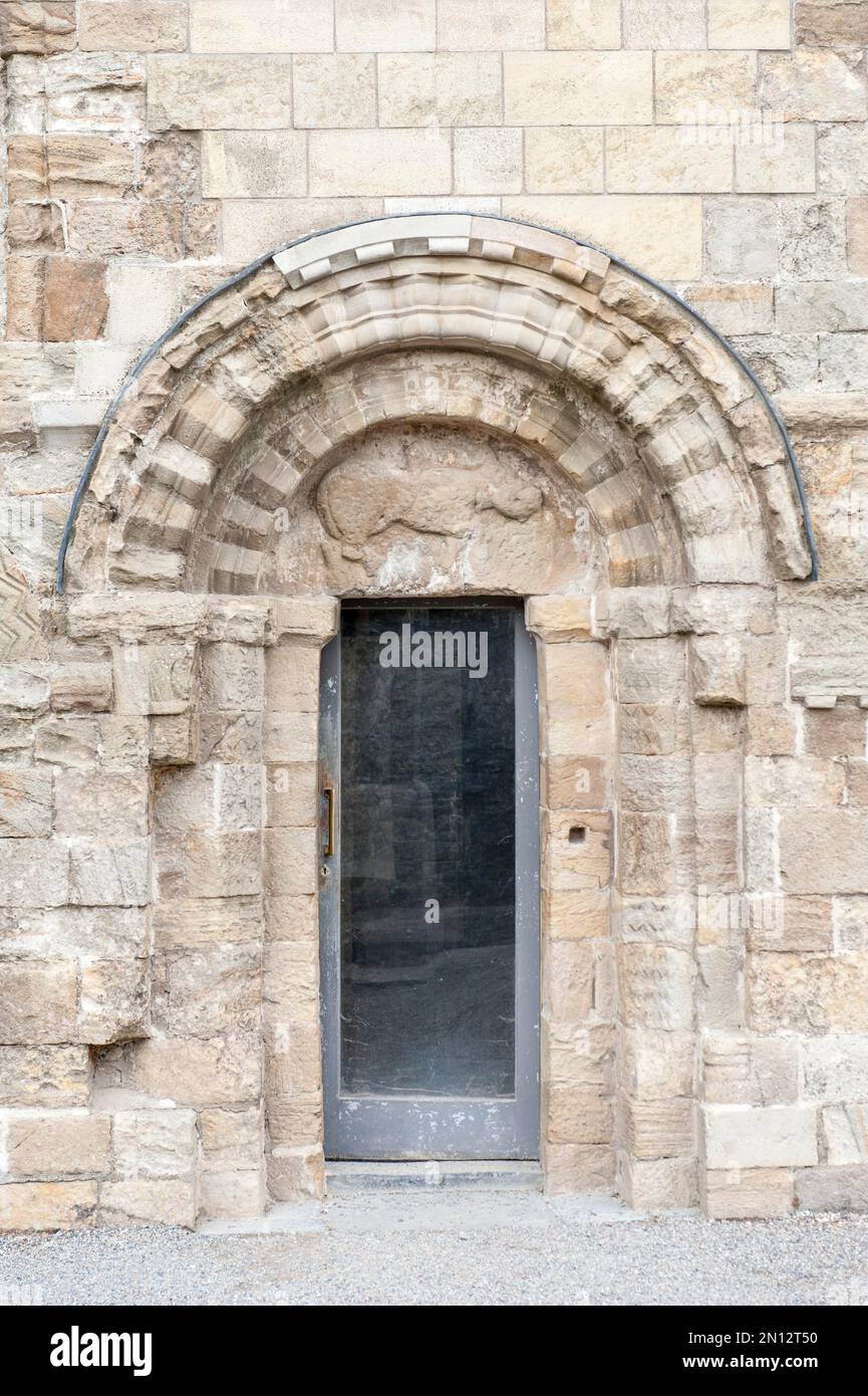 Romanesque building, Cormacs Chapel after restoration, detail, entrance ...