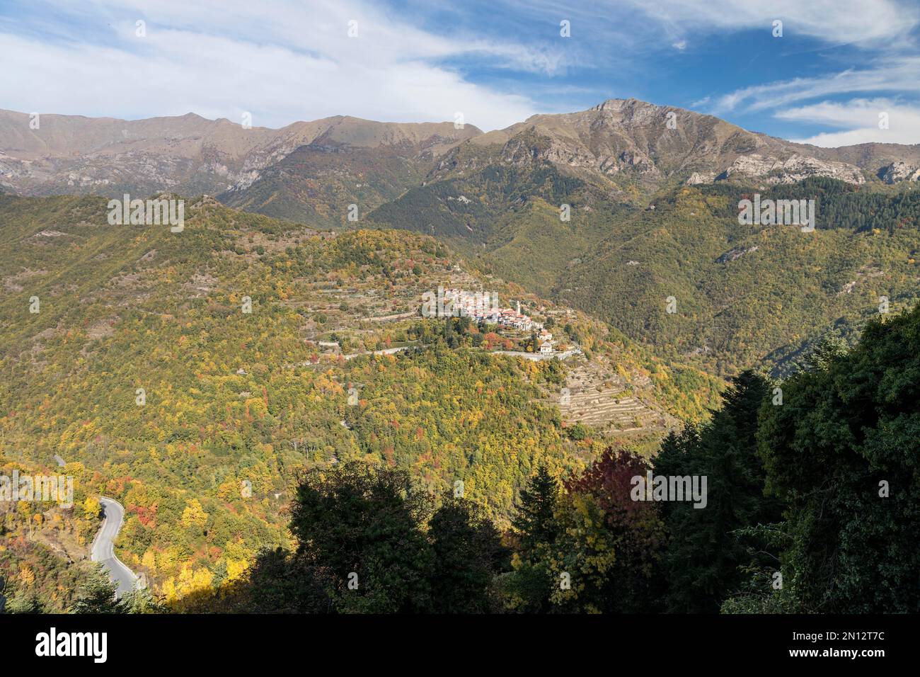 Autumn in the Ligurian Alps with a view of Corte, Liguria, Italy ...