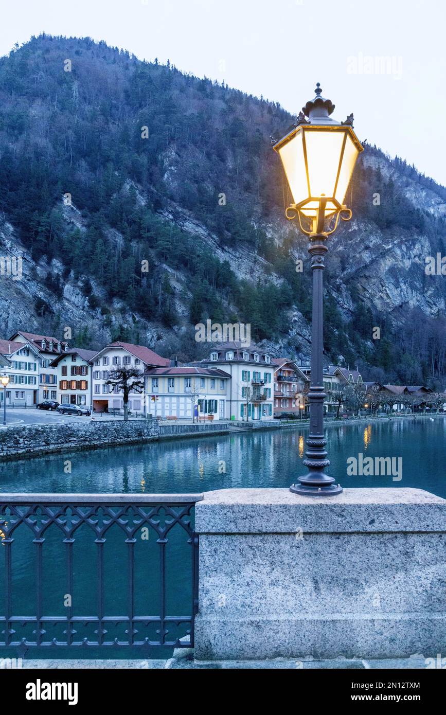 Bridge over the Aare, Interlaken, Canton Bern, Switzerland, Europe ...
