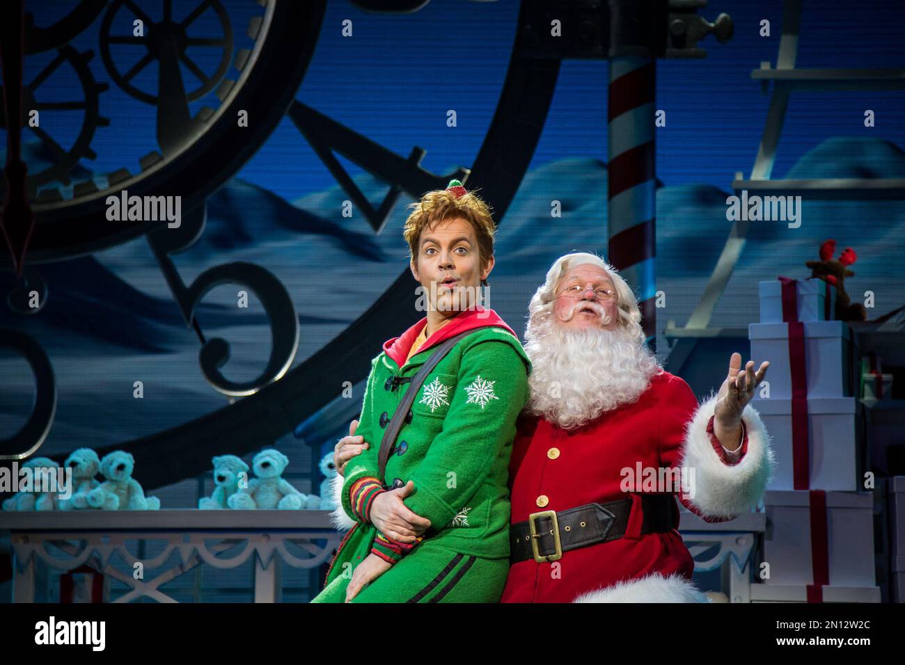 Ben Forster and Mark McKerracher perform on stage during a preview of ...