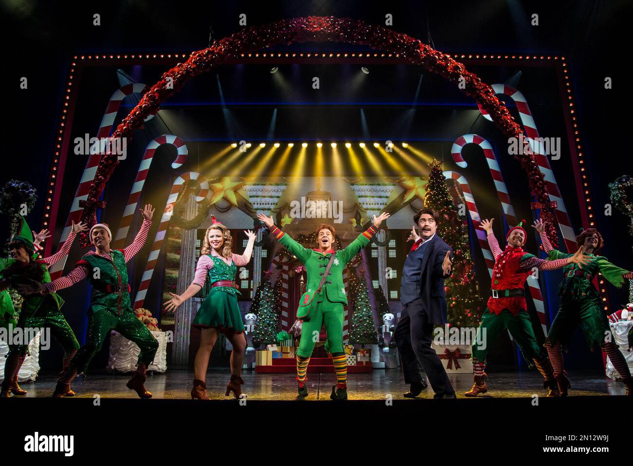 Kimberley Walsh, Ben Forster and Graham Lappin perform on stage during ...