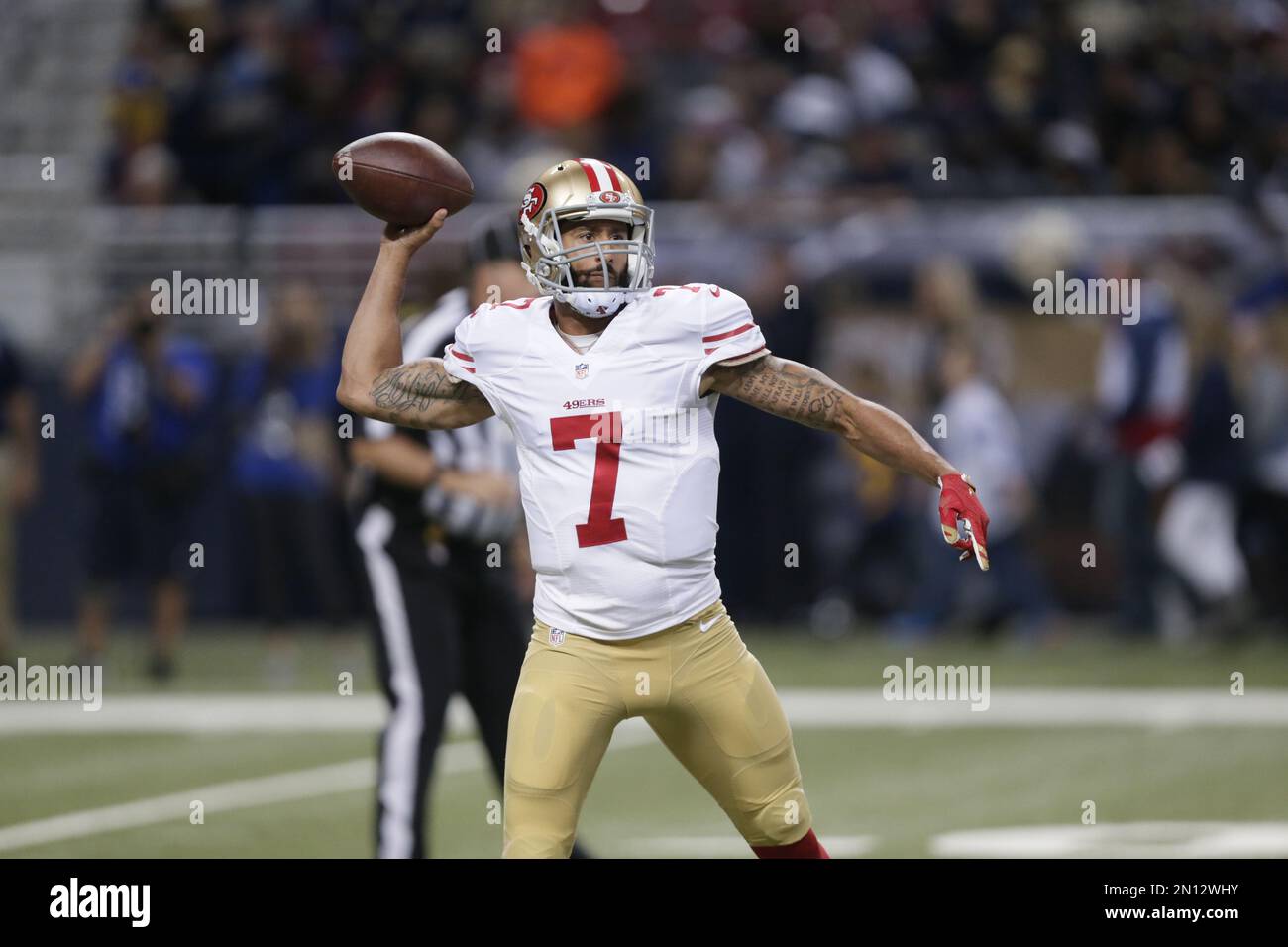 San Francisco 49ers quarterback Colin Kaepernick throws during the ...