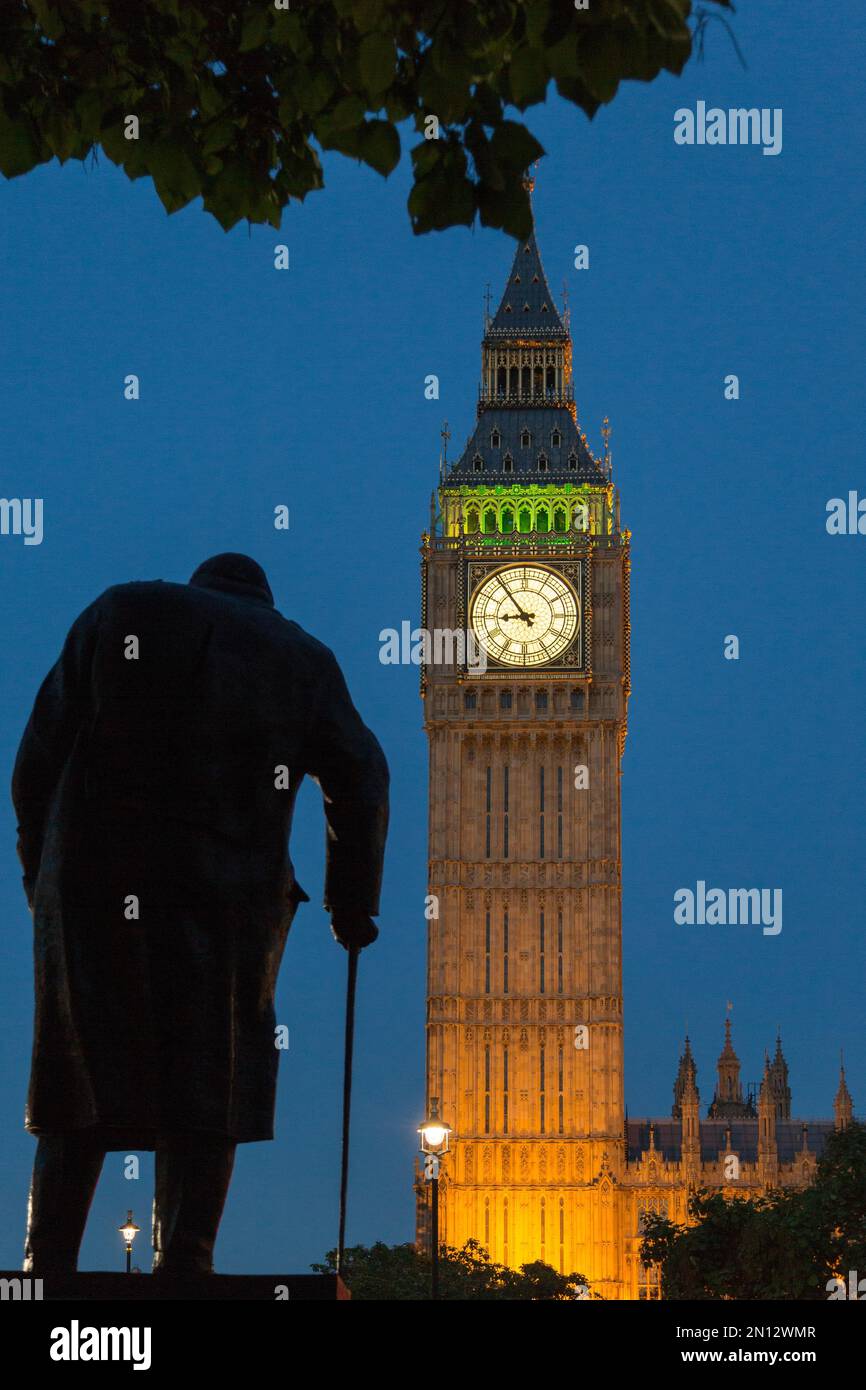 Big Ben, Churchill Monument, London, Great Britain Stock Photo - Alamy