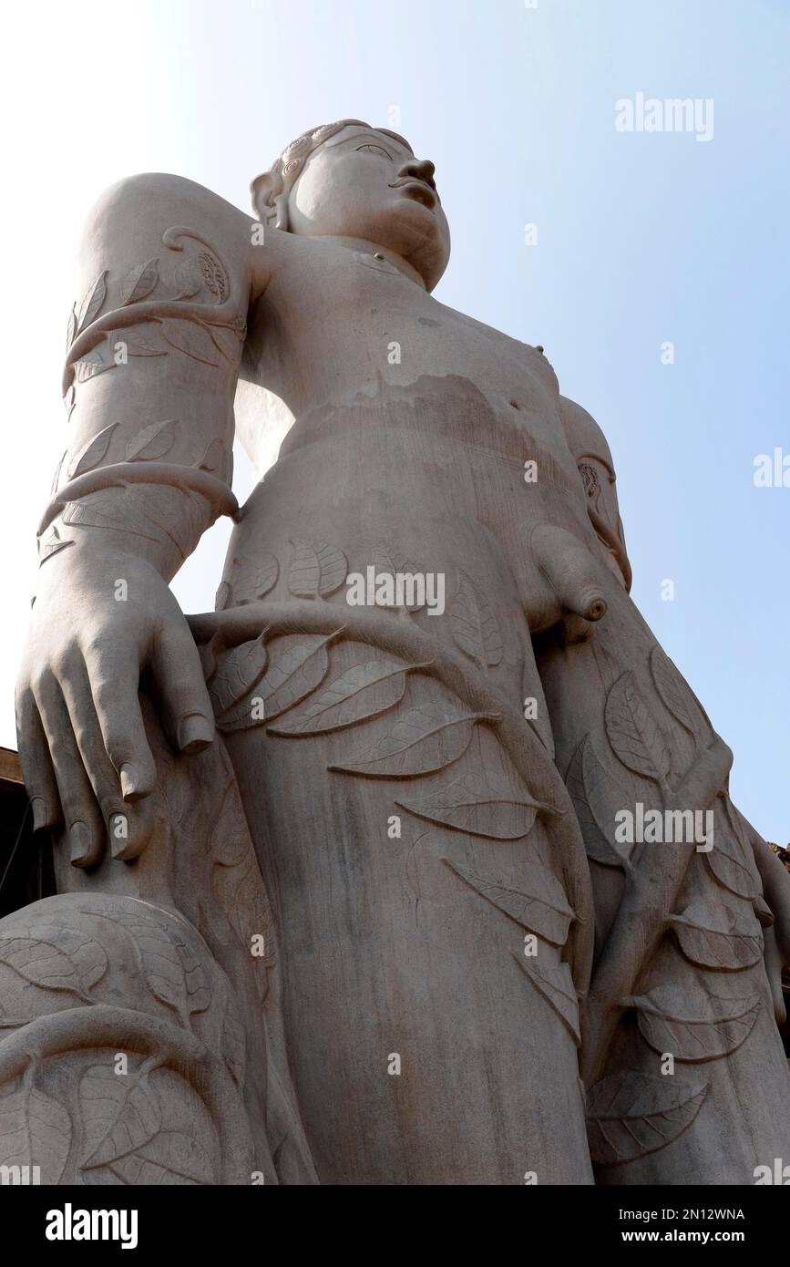 Gomateshwara statue, Jaina ascet, Jain temple on Vindyagiri Hill ...