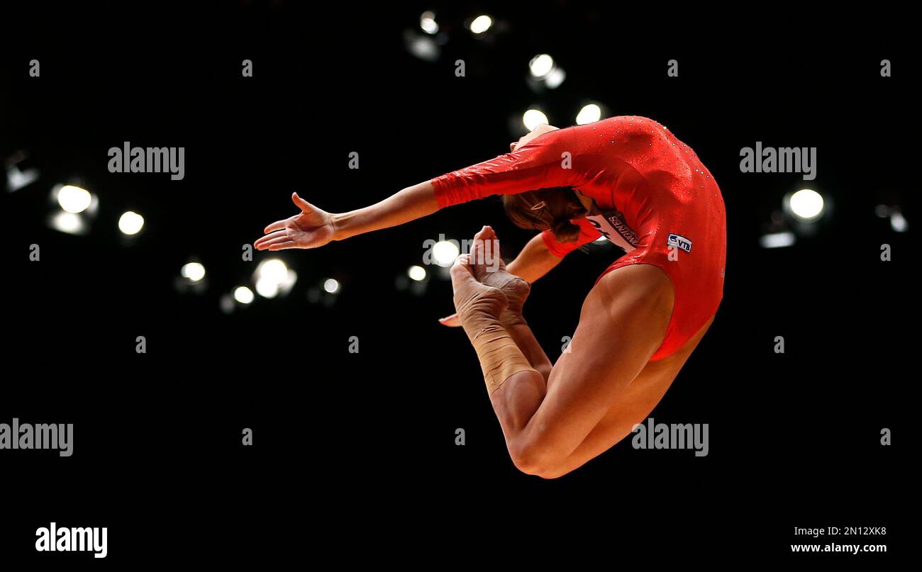 Russias Viktoriia Komova Performs On The Balance Beam During The Women