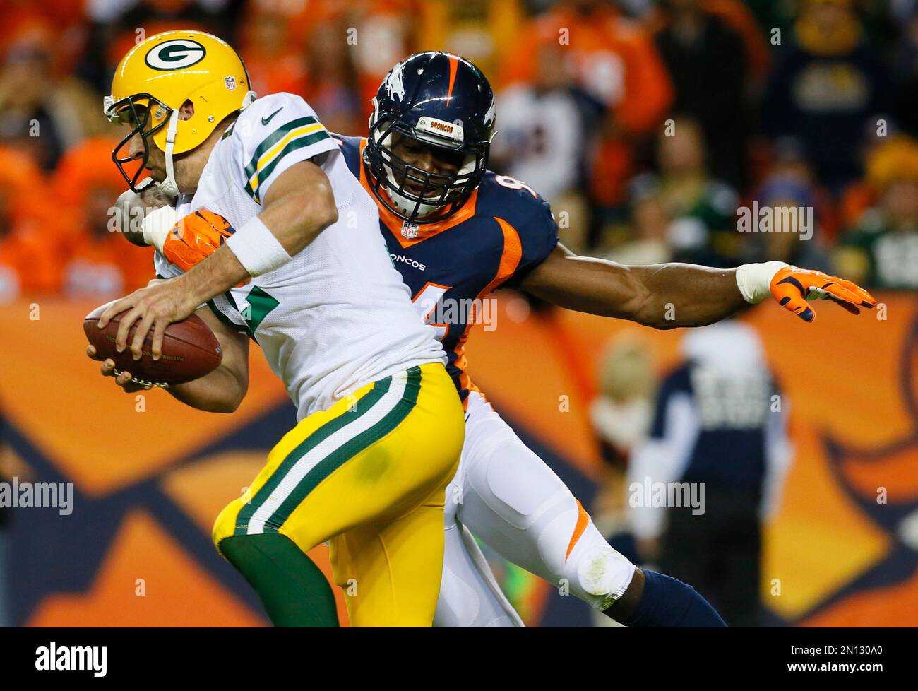 Green Bay Packers quarterback Aaron Rodgers (12) is sacked for a safety ...