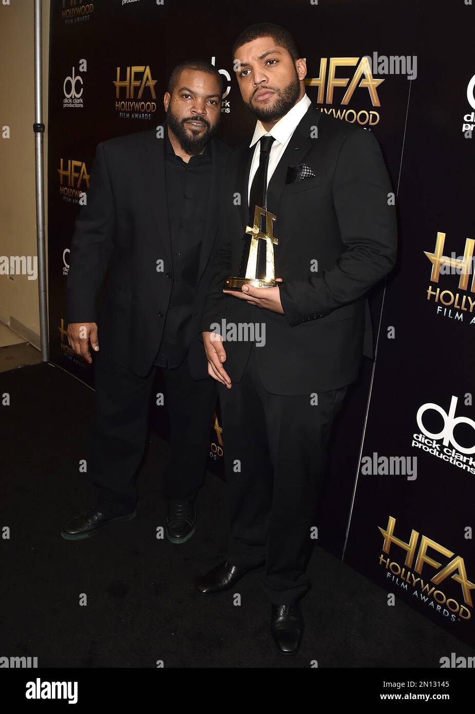 Ice Cube, left, and O’Shea Jackson Jr, winner of the Hollywood breakout ...