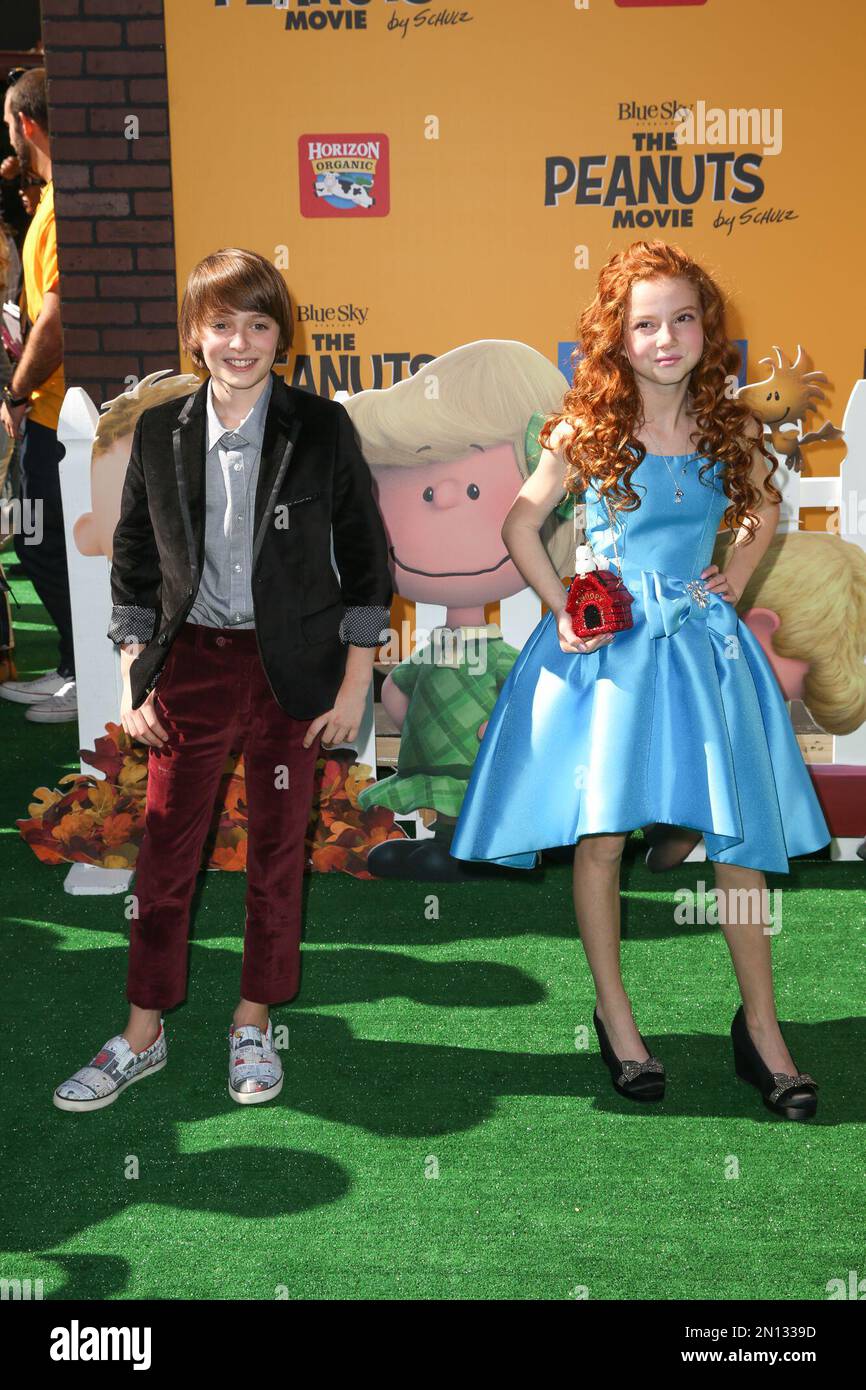 Noah Schnapp, left, and Francesca Capaldi arrives at the LA Premiere of ...