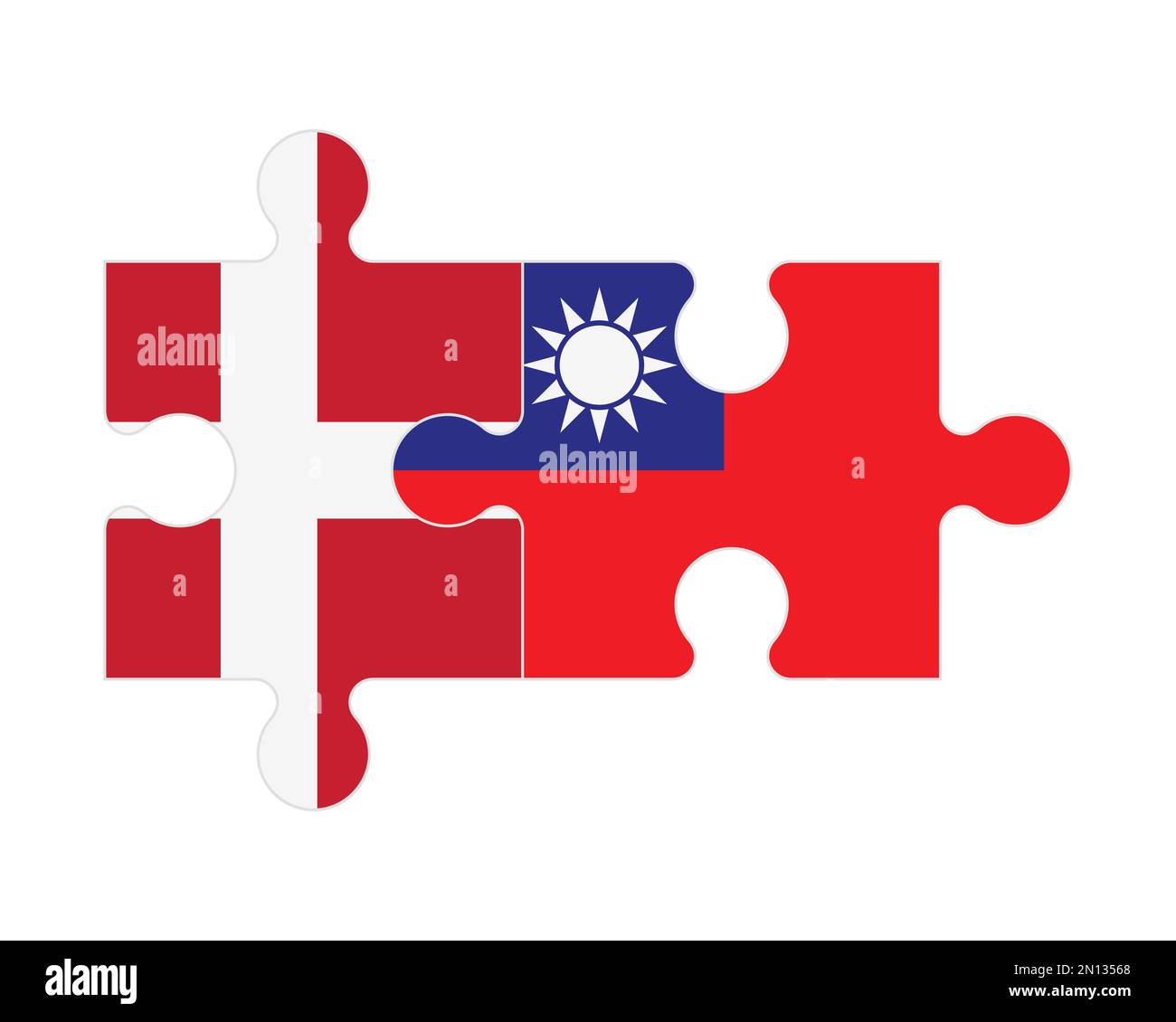 Connected puzzle of flags of Denmark and Taiwan, vector Stock Vector ...