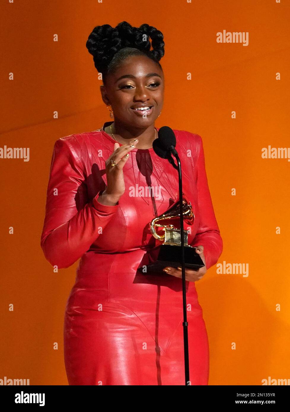 Samara Joy accepts the award for best new artist at the 65th annual ...