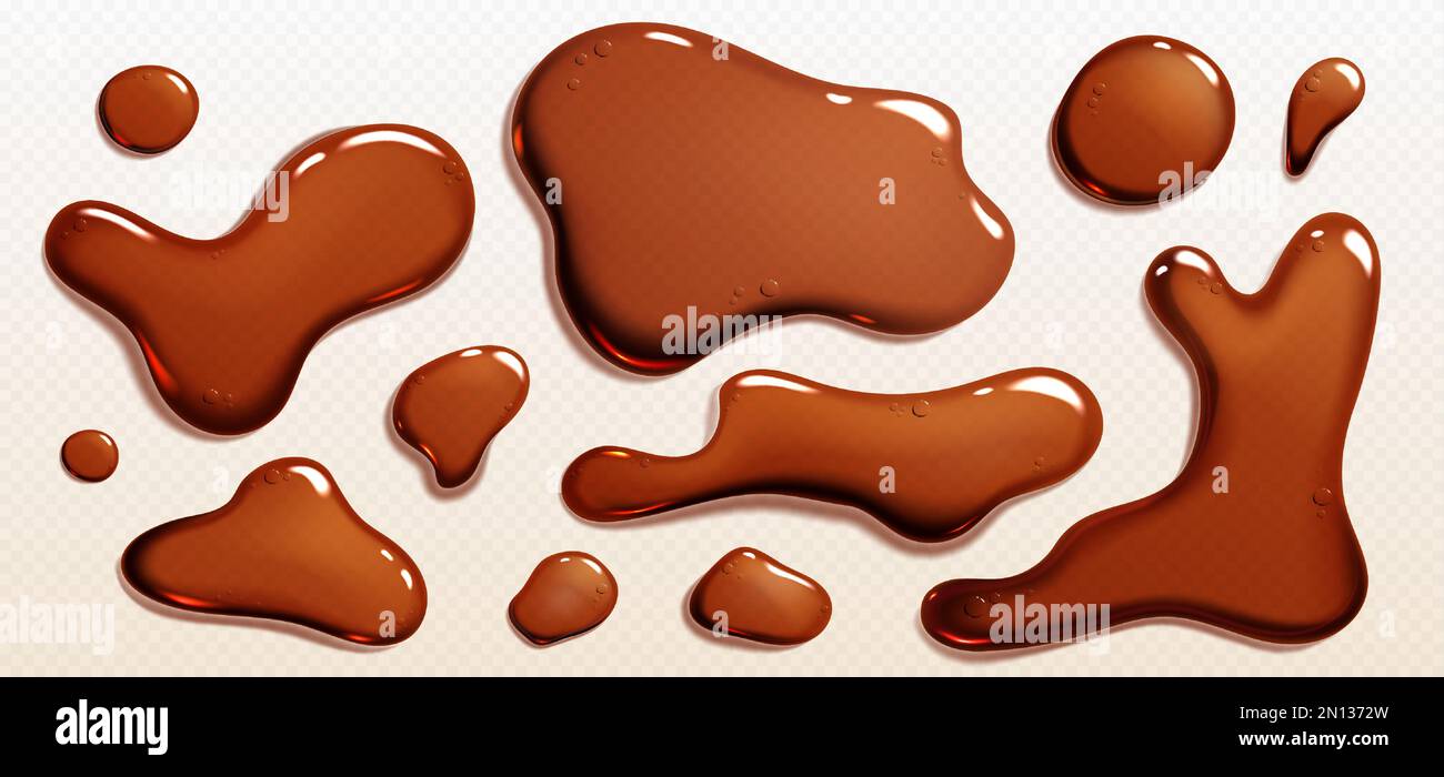 Realistic set of cola or coffee puddles isolated on transparent ...