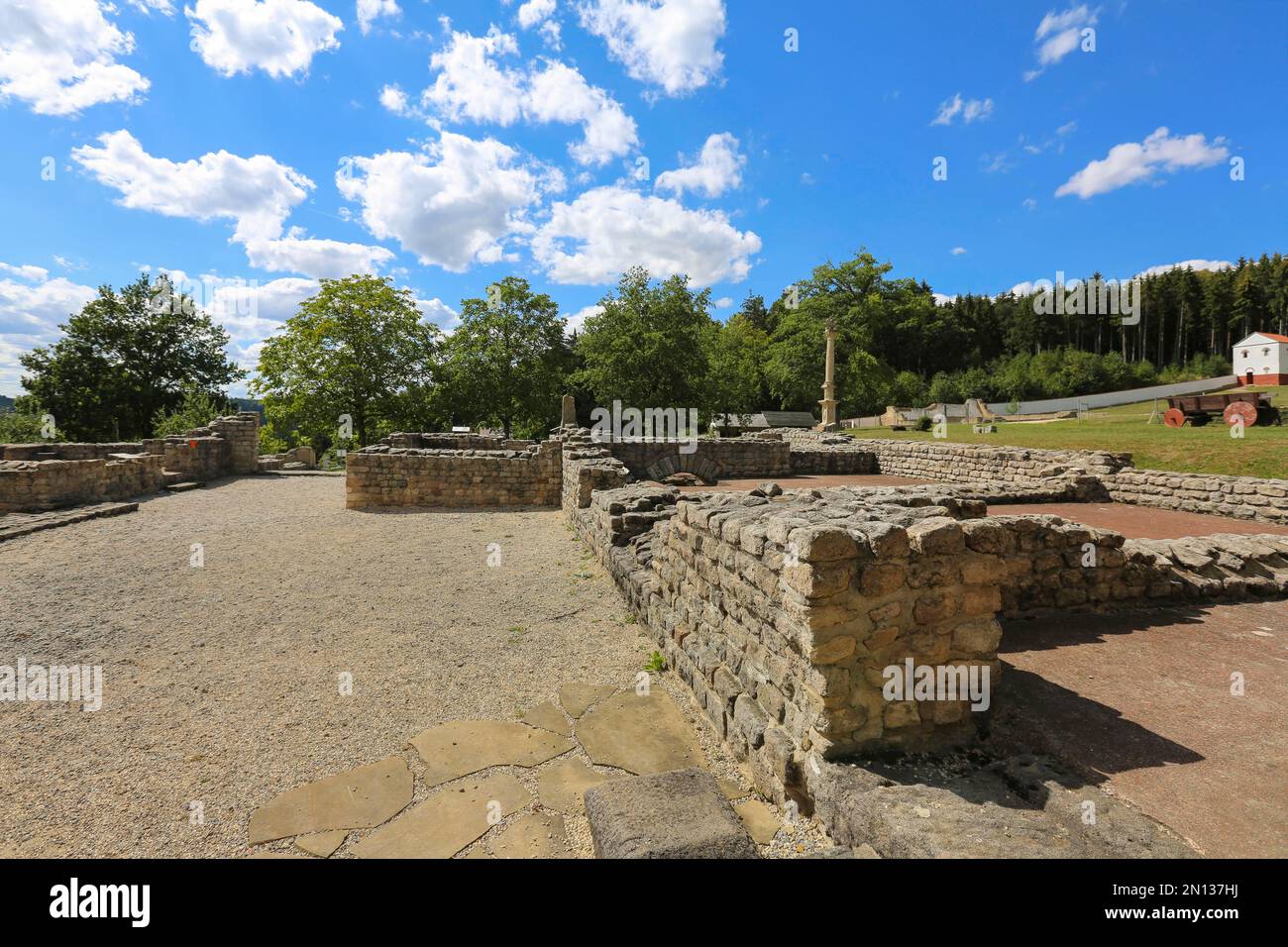 Roman open-air museum Villa Rustica, excavations, wall remains ...