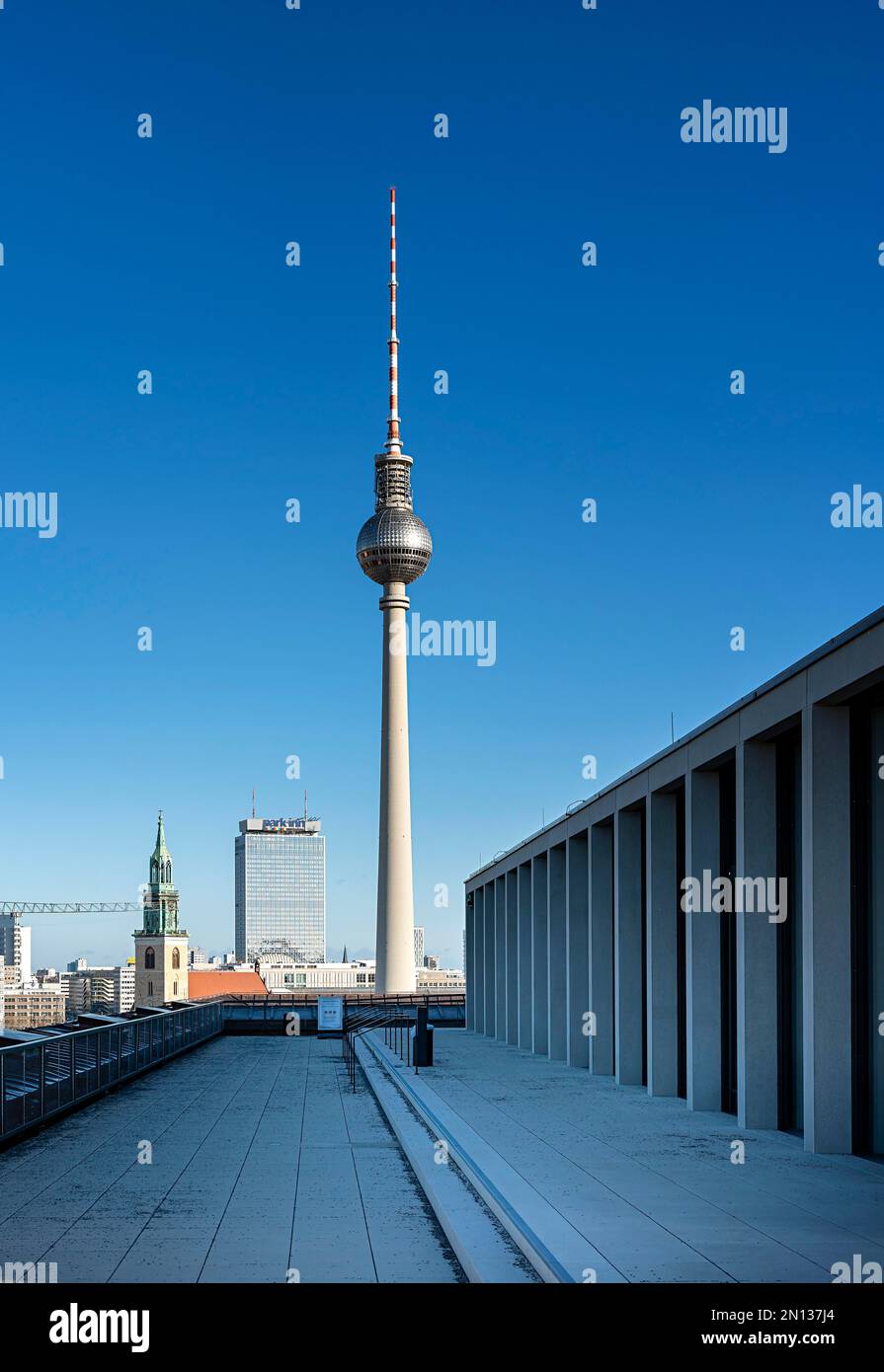 View from the roof terrace of the New City Palace to the TV Tower at ...