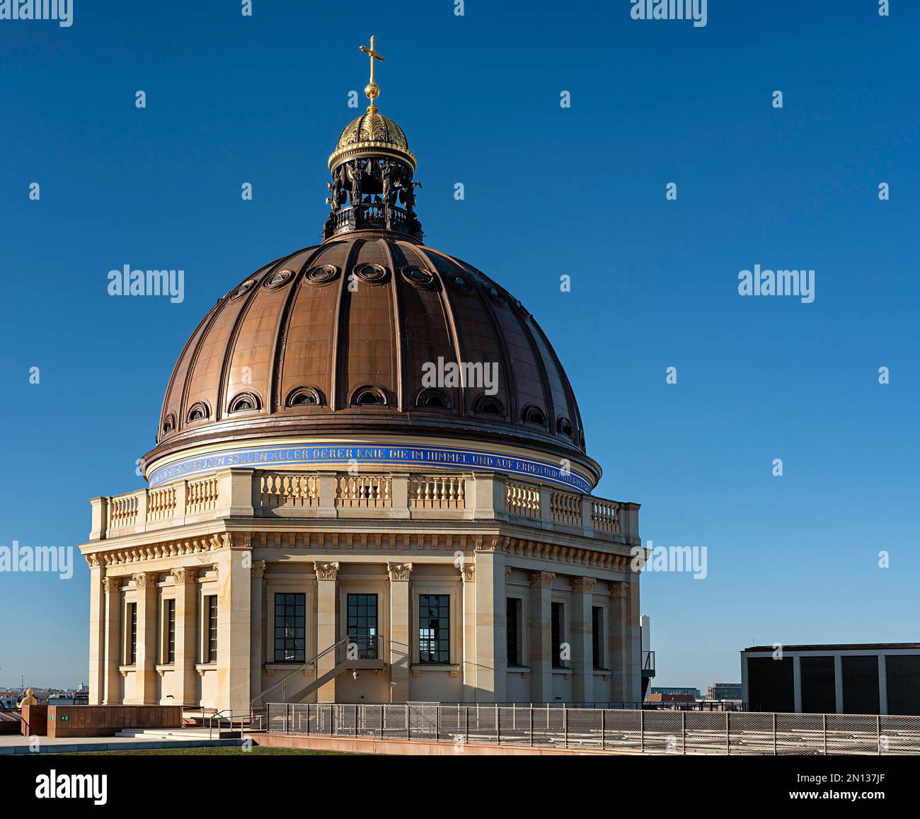 The dome of the New City Palace with the Humboldt Forum, Berlin ...
