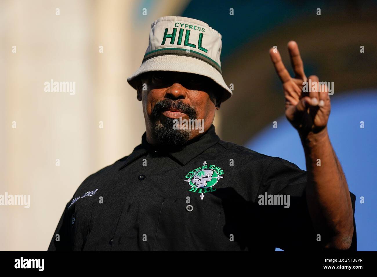 Sen Dog of hip hop group Cypress Hill performs before a NASCAR ...