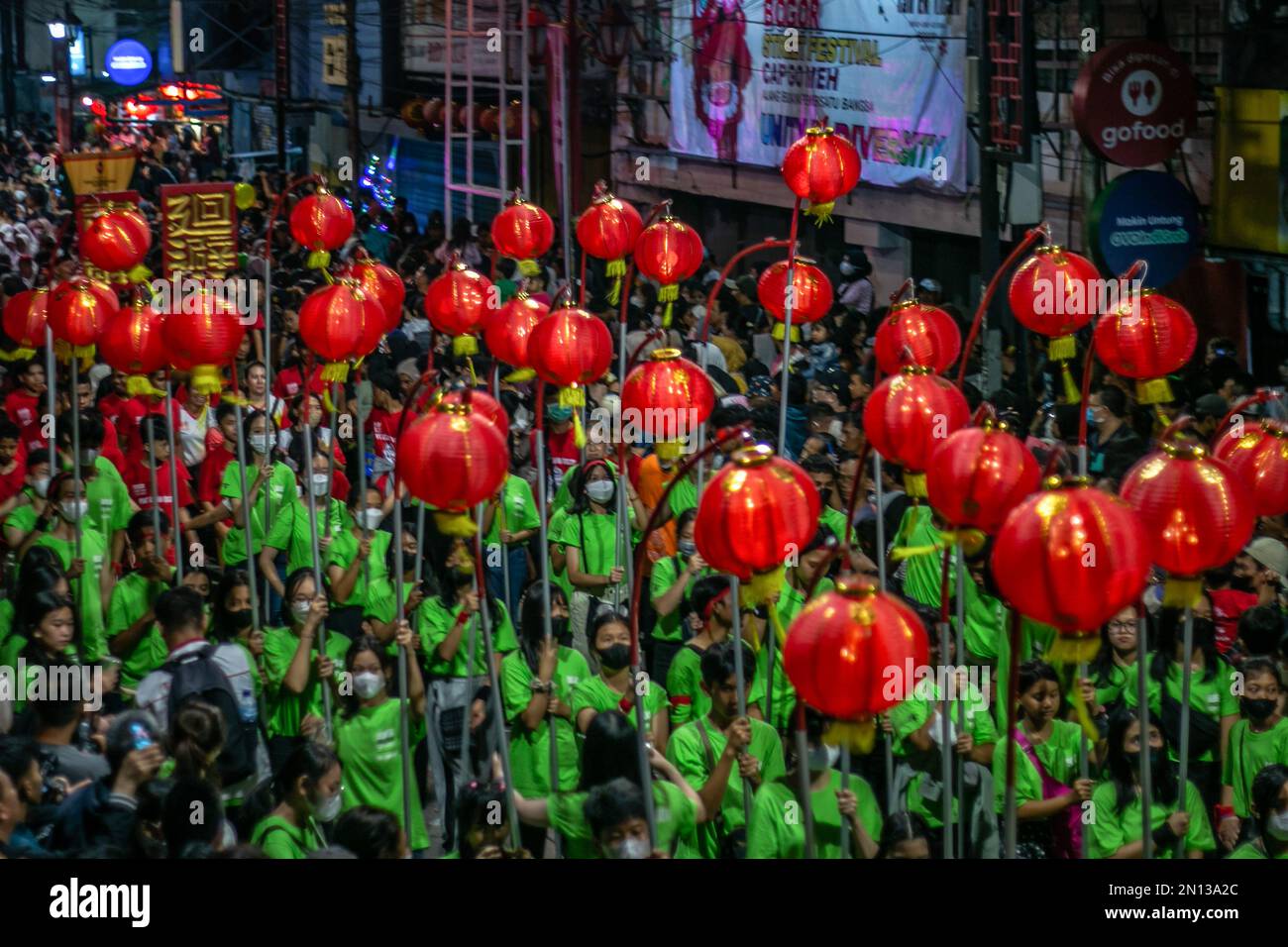 Participants carries lantern in a parade during Cap Go Meh festival to ...