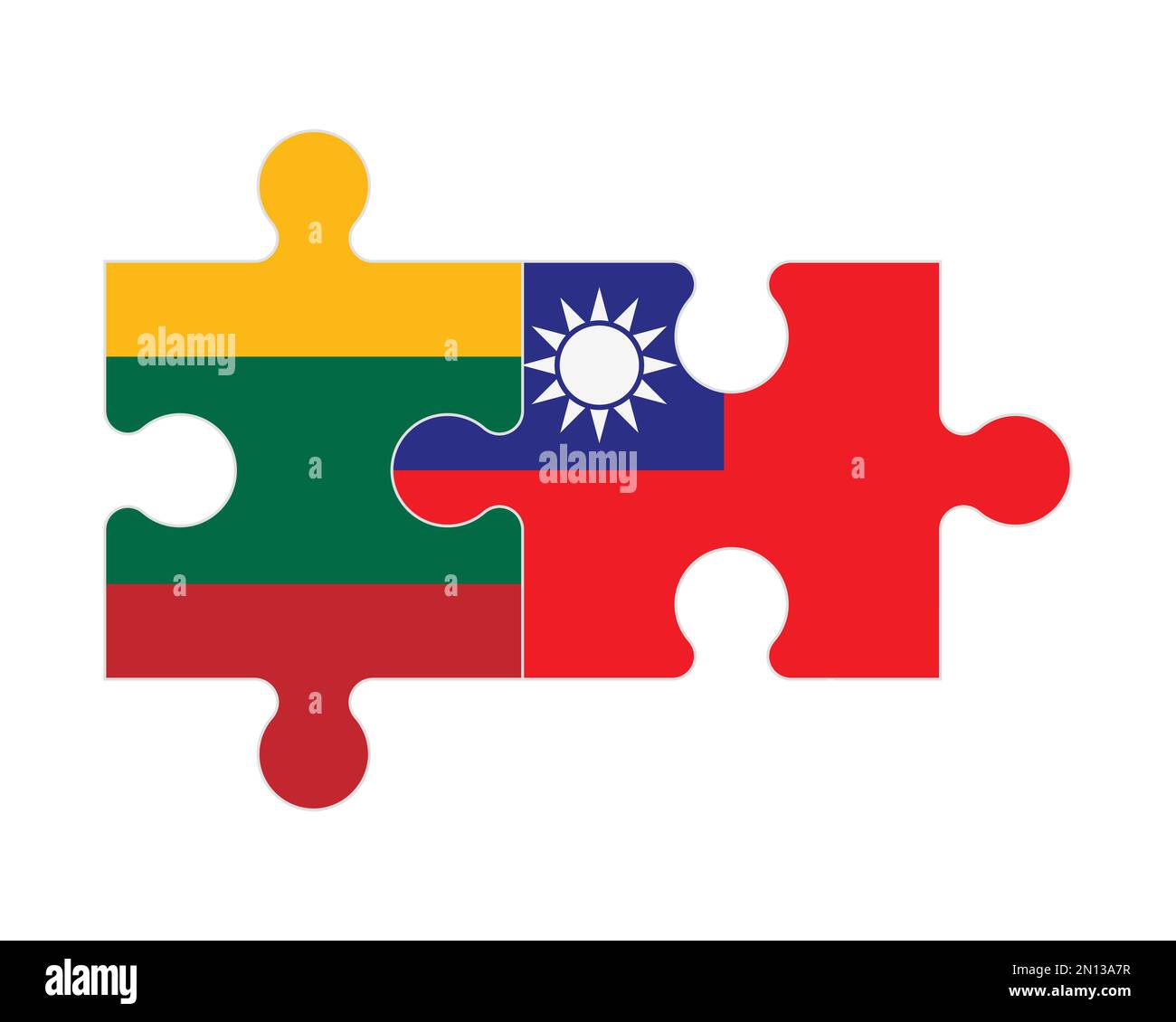 Connected puzzle of flags of Lithuania and Taiwan, vector Stock Vector ...