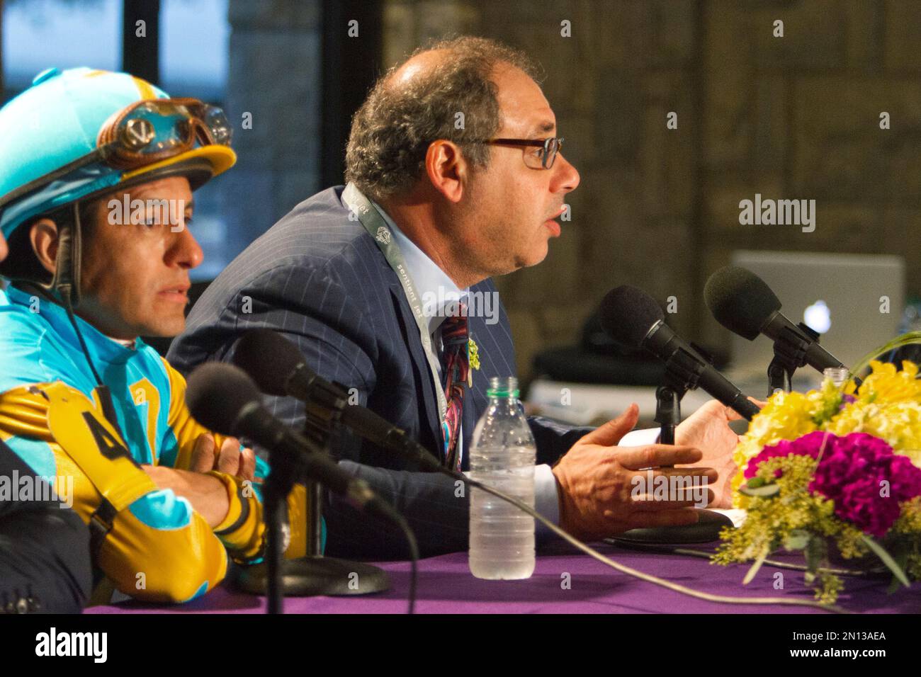Triple Crown winner American Pharoah owner Ahmed Zayat, right, and ...